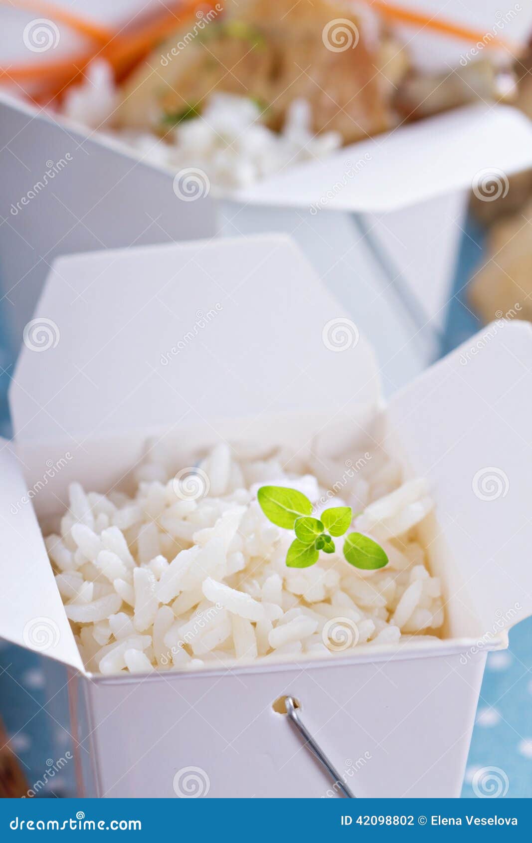 Cooked Rice in a Take Away Box Stock Photo - Image of long, diet: 42098802