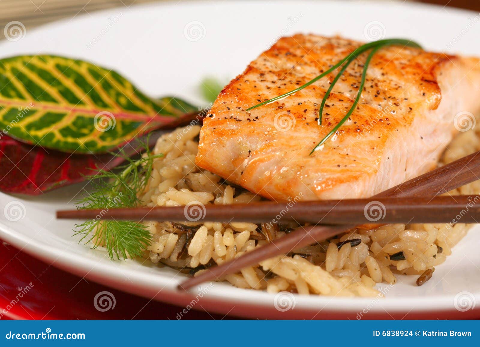 Cooked Salmon on a Bed of Mixed Rice Stock Photo - Image of horizontal ...