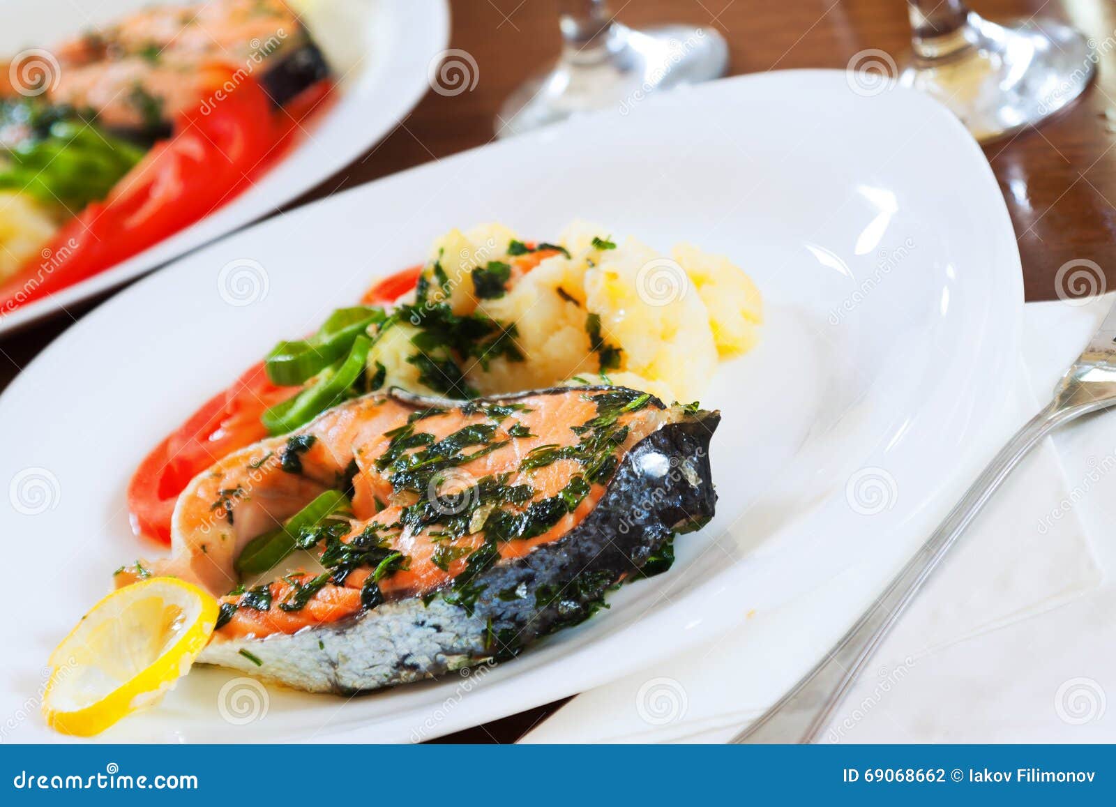 Cooked salmon fish stock photo. Image of dinner, meal - 69068662