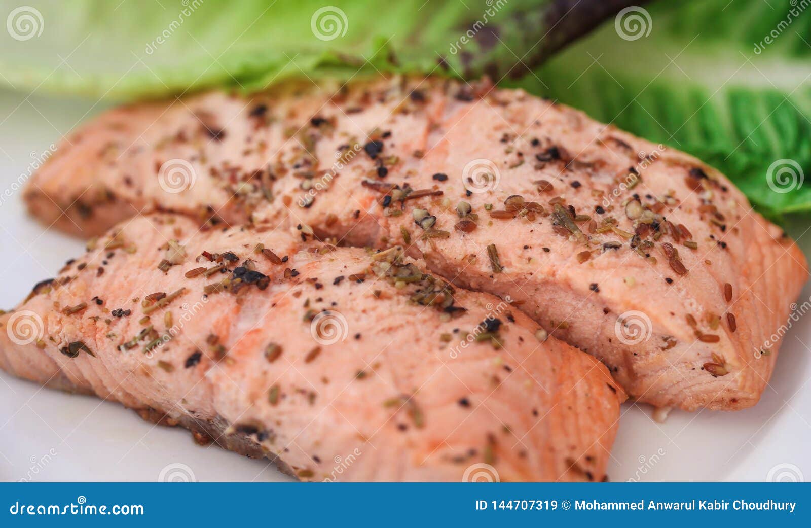 Cooked salmon fish stock image. Image of bowl, meal - 144707319