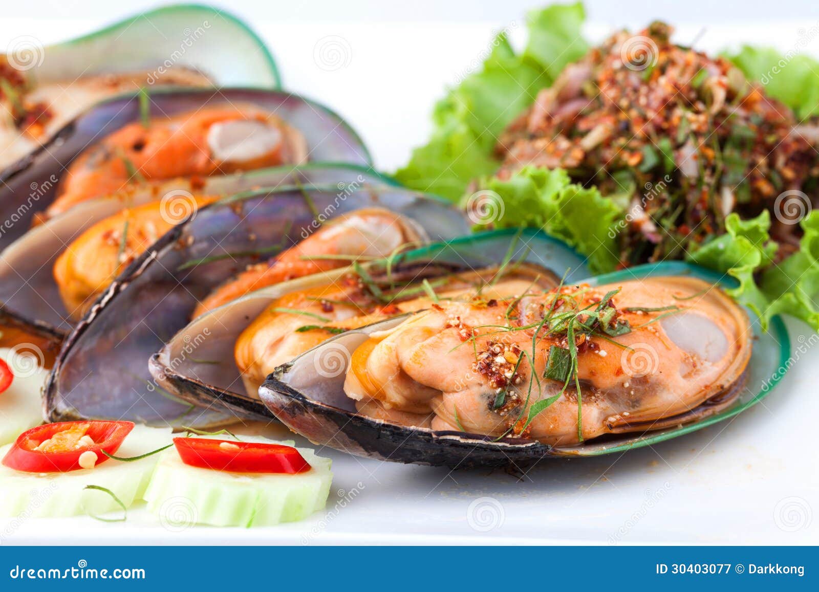 Cooked Shellfish with Spicy Salad Stock Image - Image of shell, taste ...