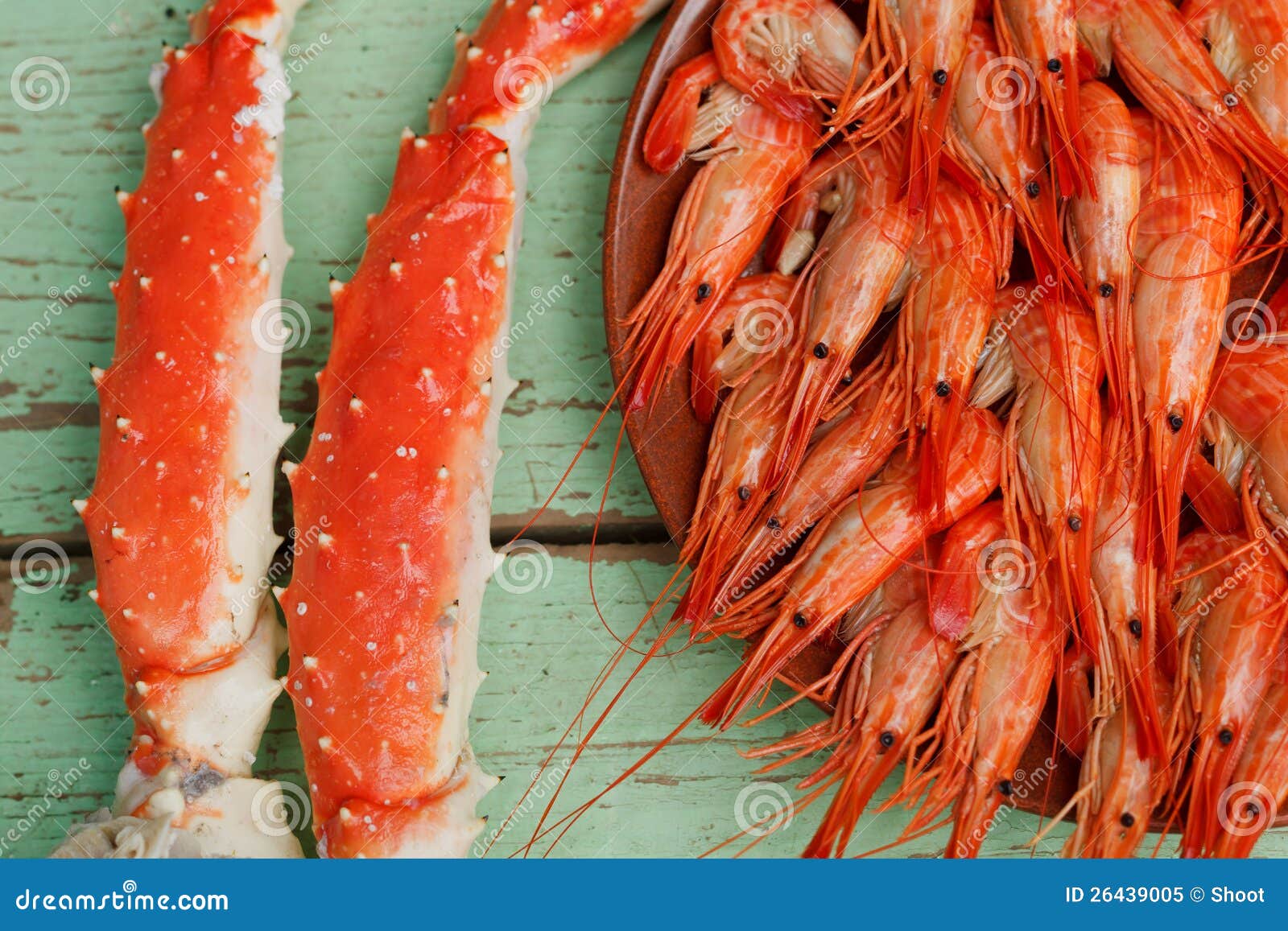 Cooked Shrimp and Crab Legs Stock Image - Image of gastronomy, cooking ...