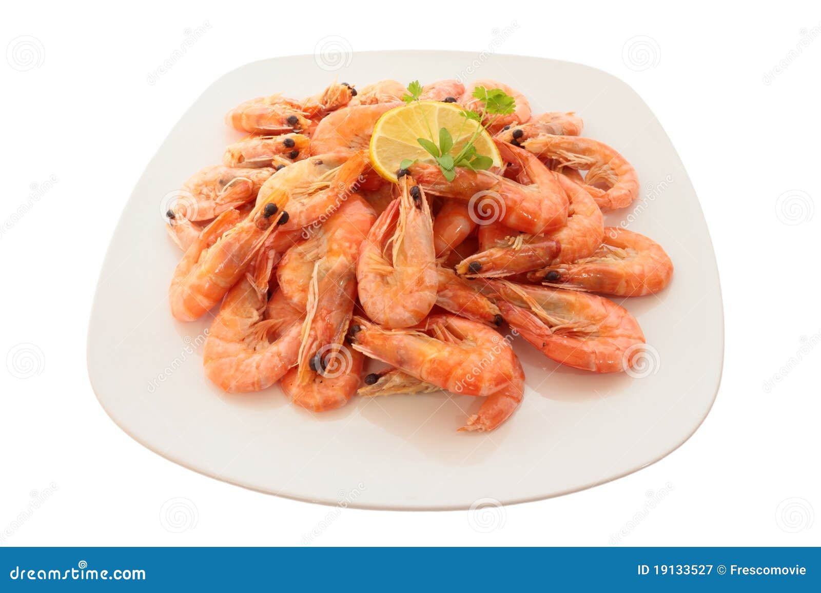 Cooked Shrimp on a Large Plate. Stock Image - Image of dinner ...