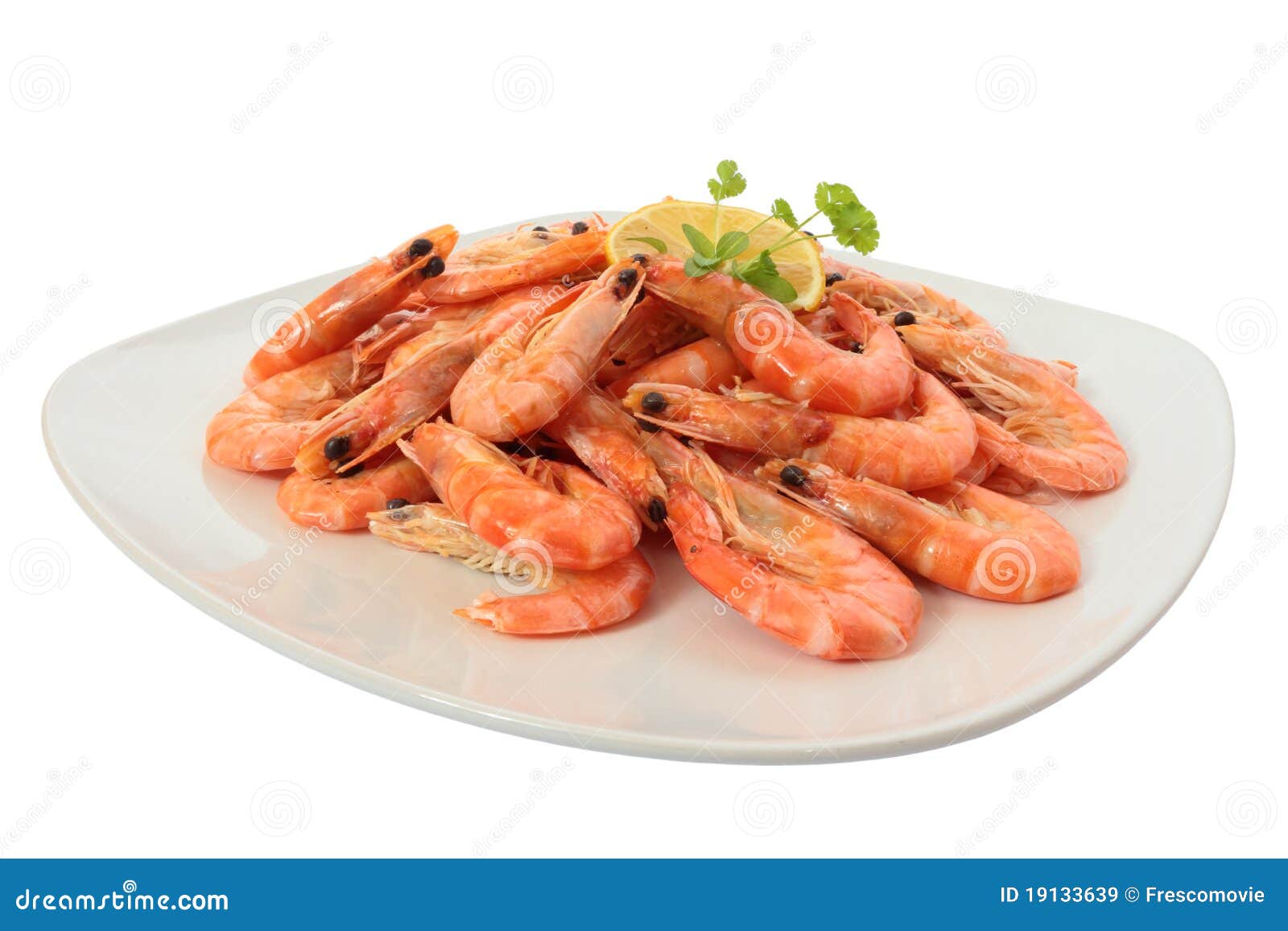 Cooked Shrimp on a Large Plate. Stock Image - Image of background ...