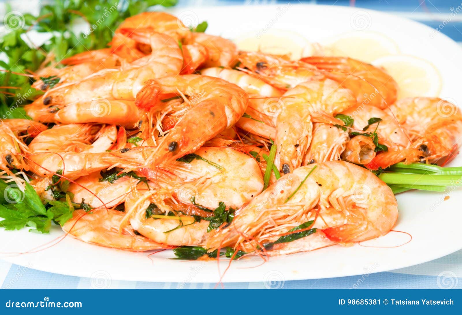 Cooked Shrimp on Plate Close Up Stock Image - Image of macro, plate ...