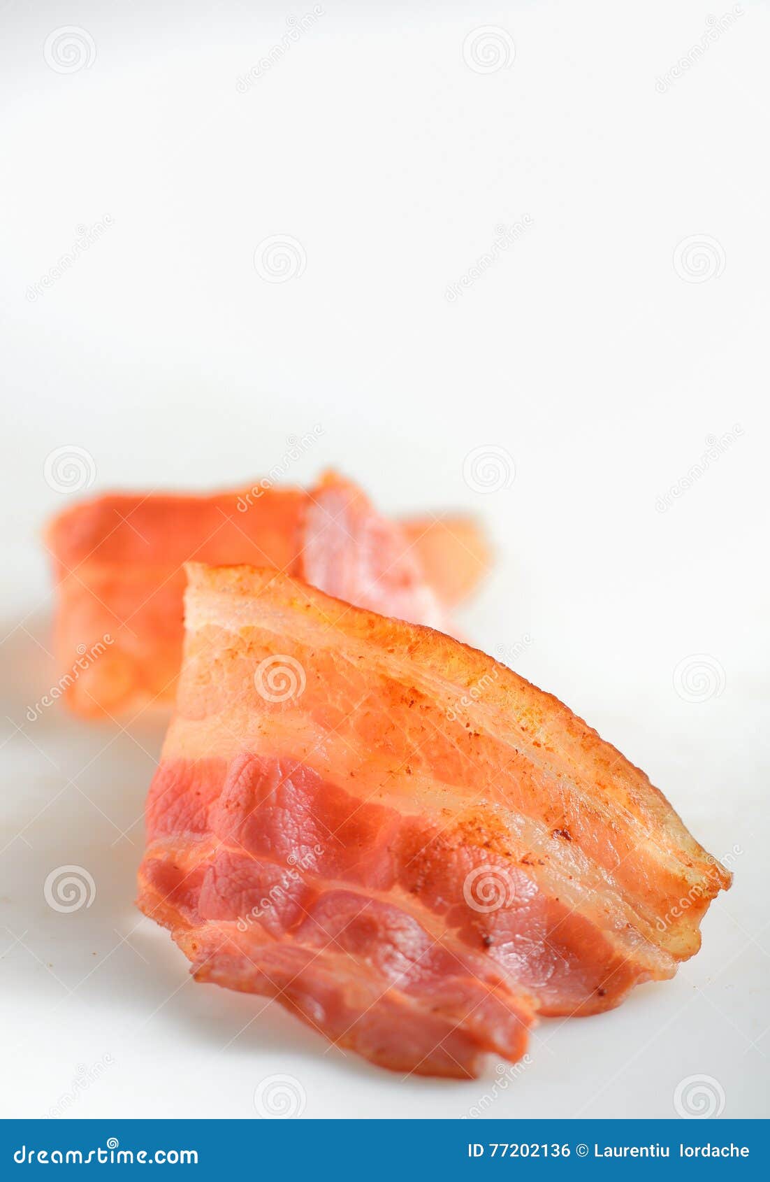 Cooked Slice of Bacon Isolated Stock Photo - Image of delicious, salty ...