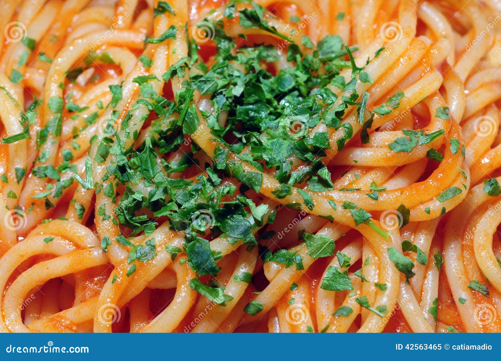 Cooked Spaghetti with Parsley Stock Image - Image of mediterranean ...