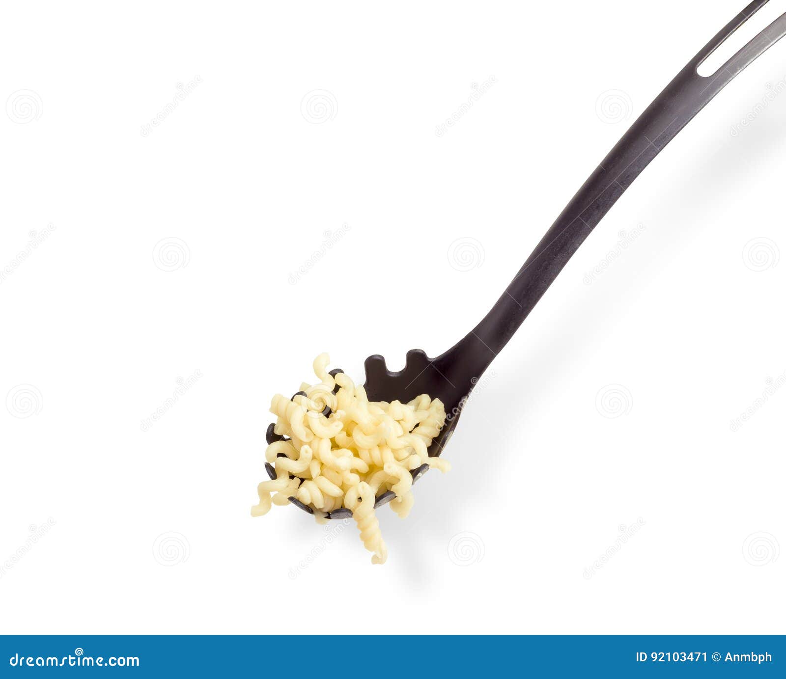 Cooked Spiral Pasta on the Spaghetti Spoon Closeup Stock Image - Image ...
