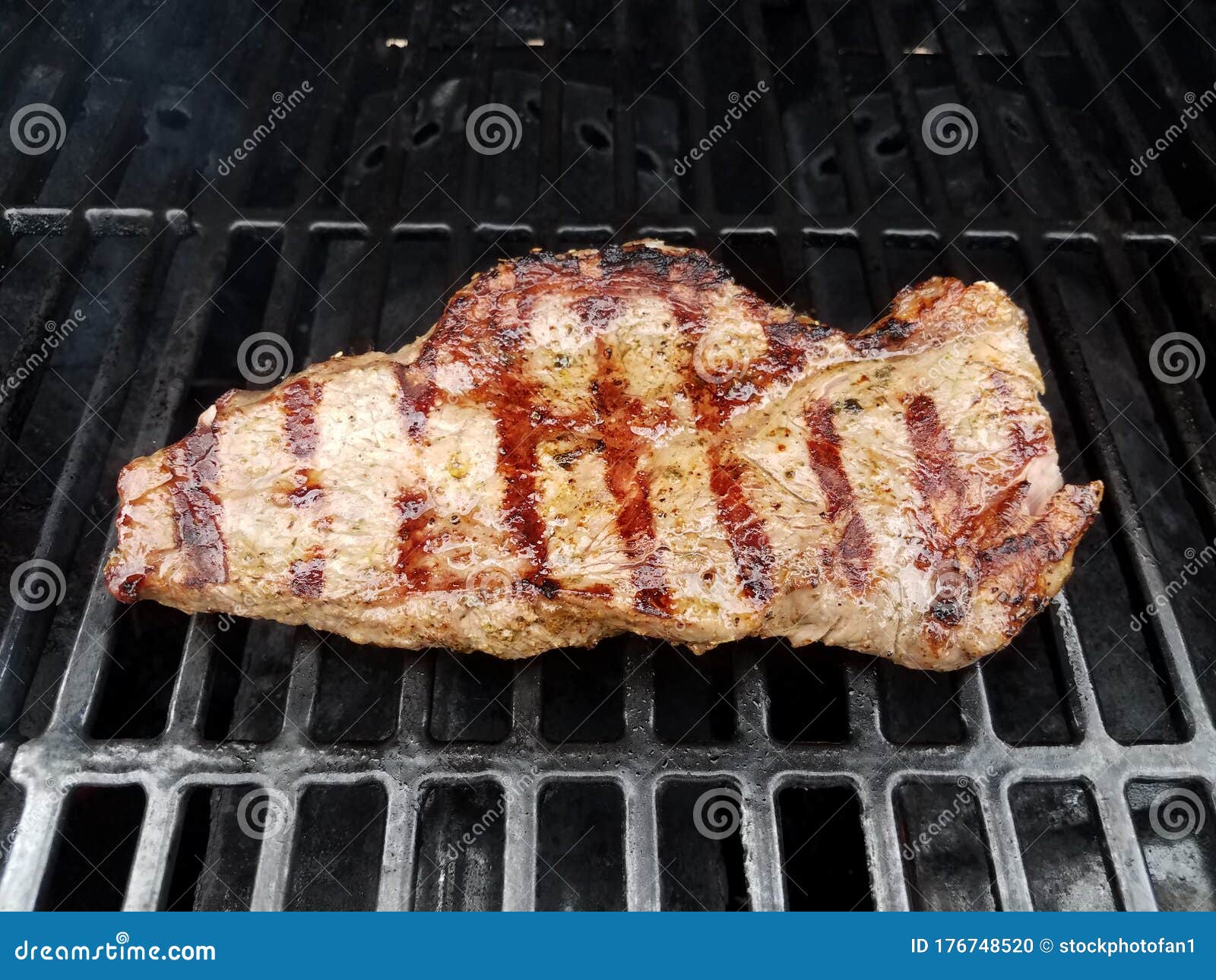 Cooked Steak Meat on Barbecue Grill Rack with Liquid Stock Photo ...