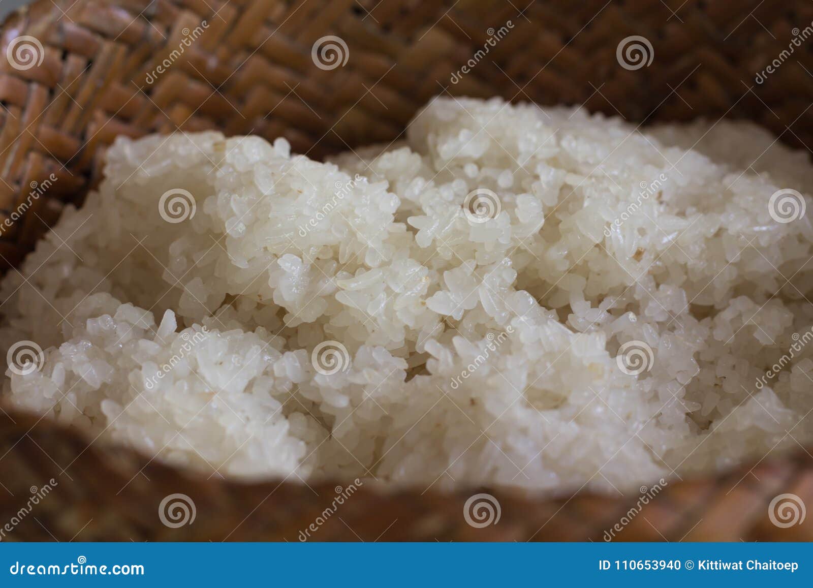 Cooked sticky rice stock photo. Image of local, asian - 110653940