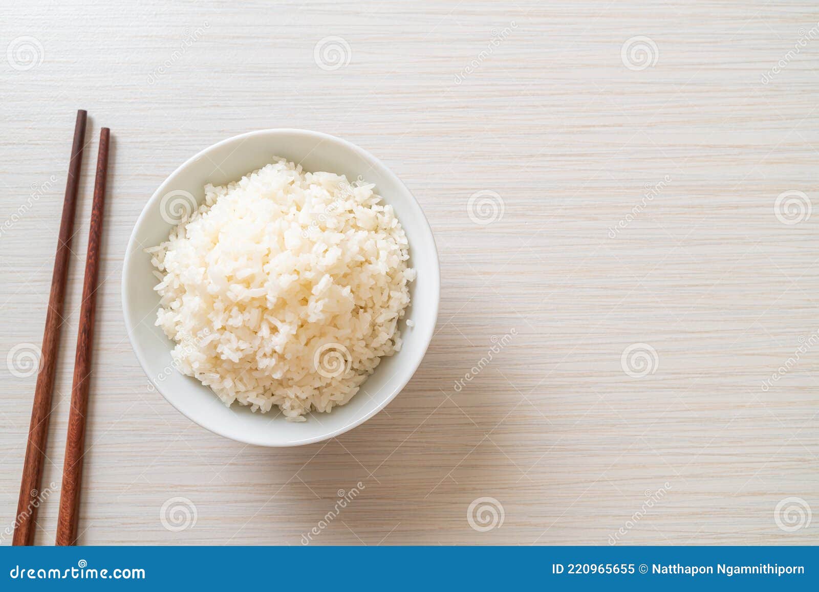 Cooked white rice bowl stock image. Image of cereal - 220965655