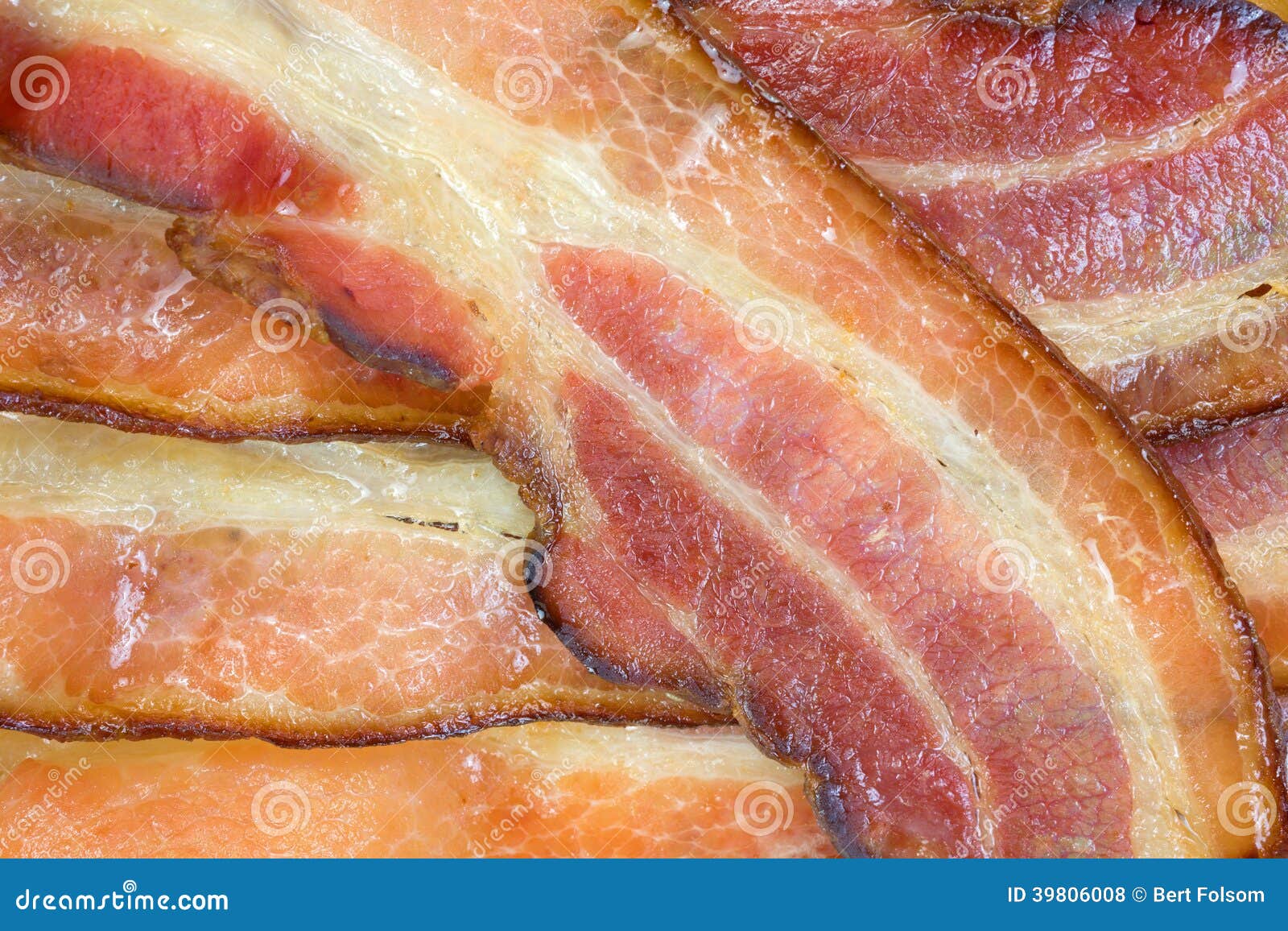 Cooked Thick Sliced Smoked Bacon Stock Photo - Image of crispy, cooked ...