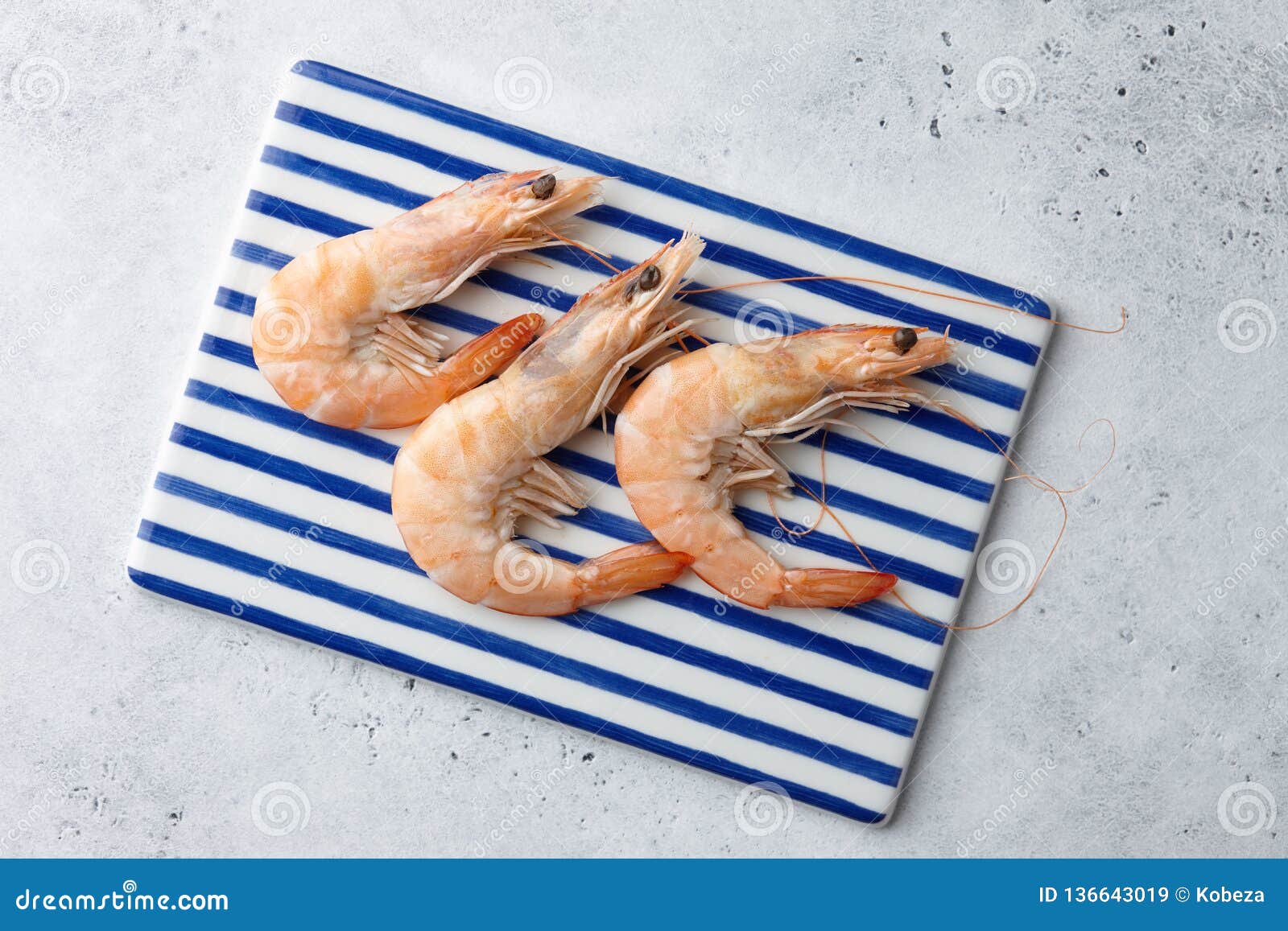 Cooked Tiger Prawns on Striped Plate Stock Image - Image of gourmet ...