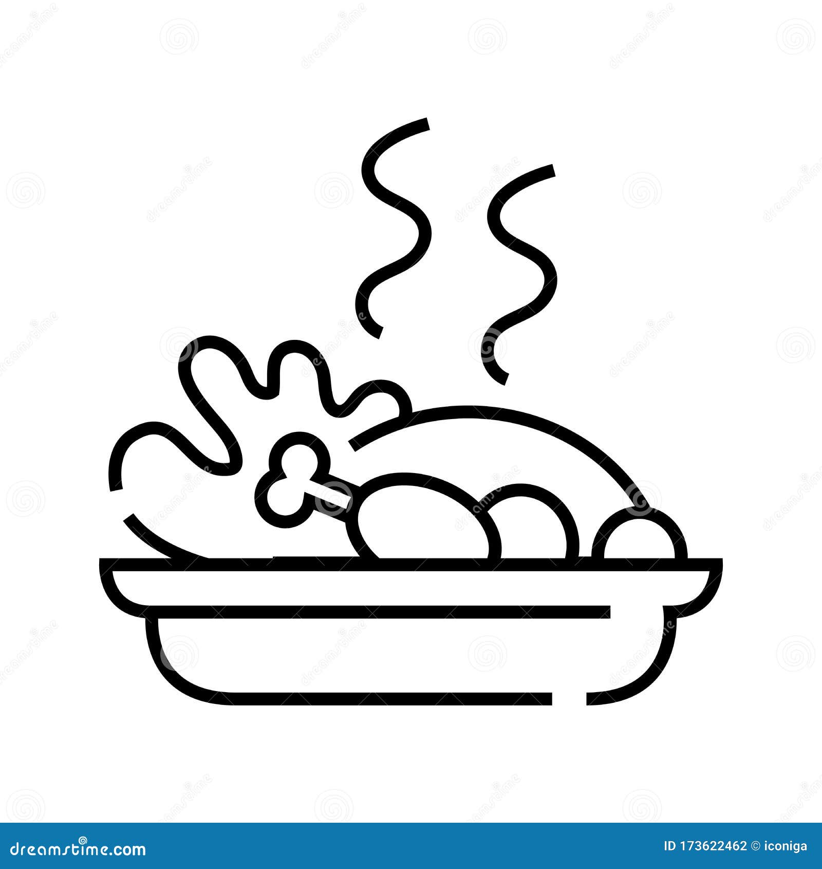 Cooked Turkey Line Icon, Concept Sign, Outline Vector Illustration ...