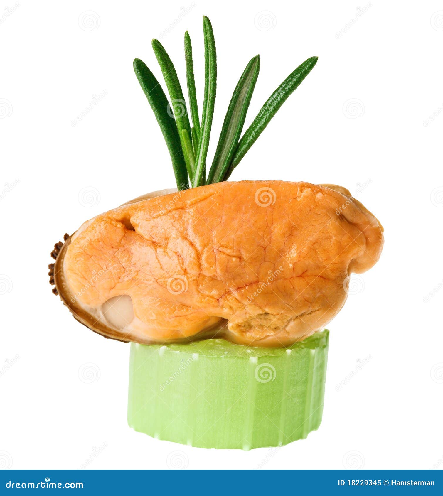 Cooked Unshelled Sea Mussel Canape with Celery Stock Image - Image of ...