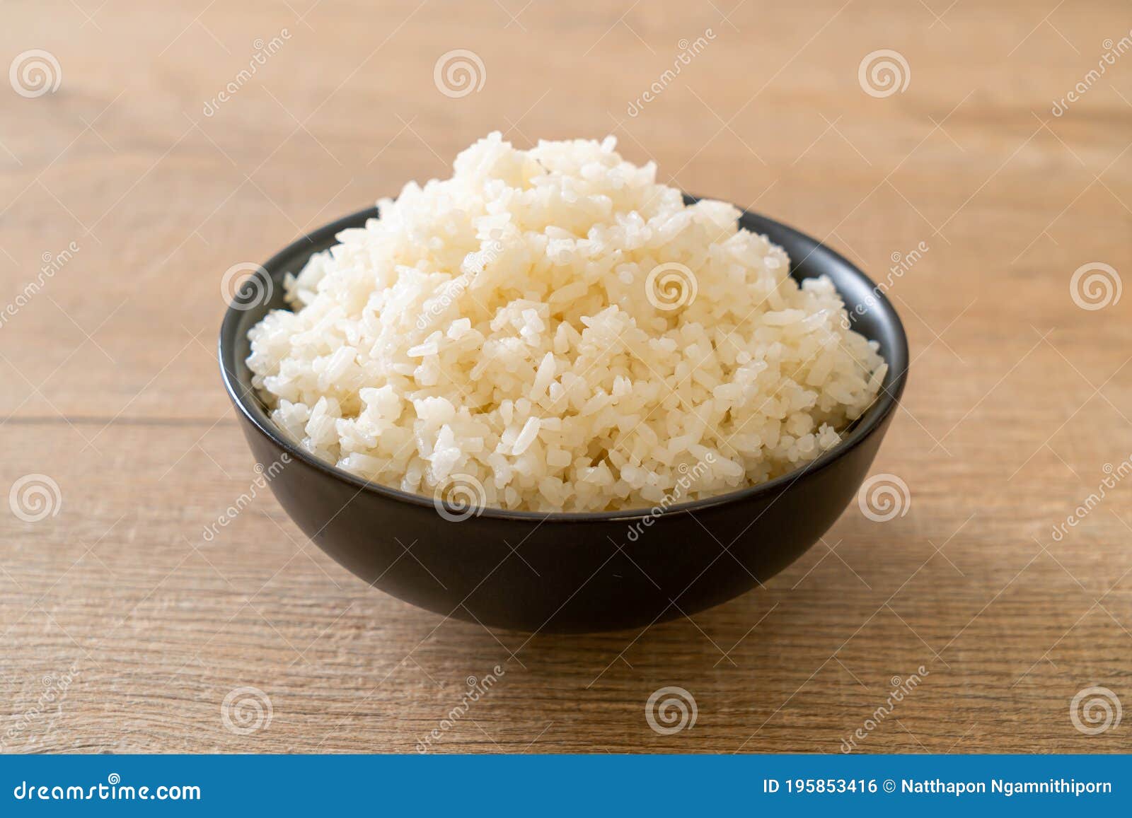 Cooked white rice bowl stock photo. Image of diet, closeup - 195853416