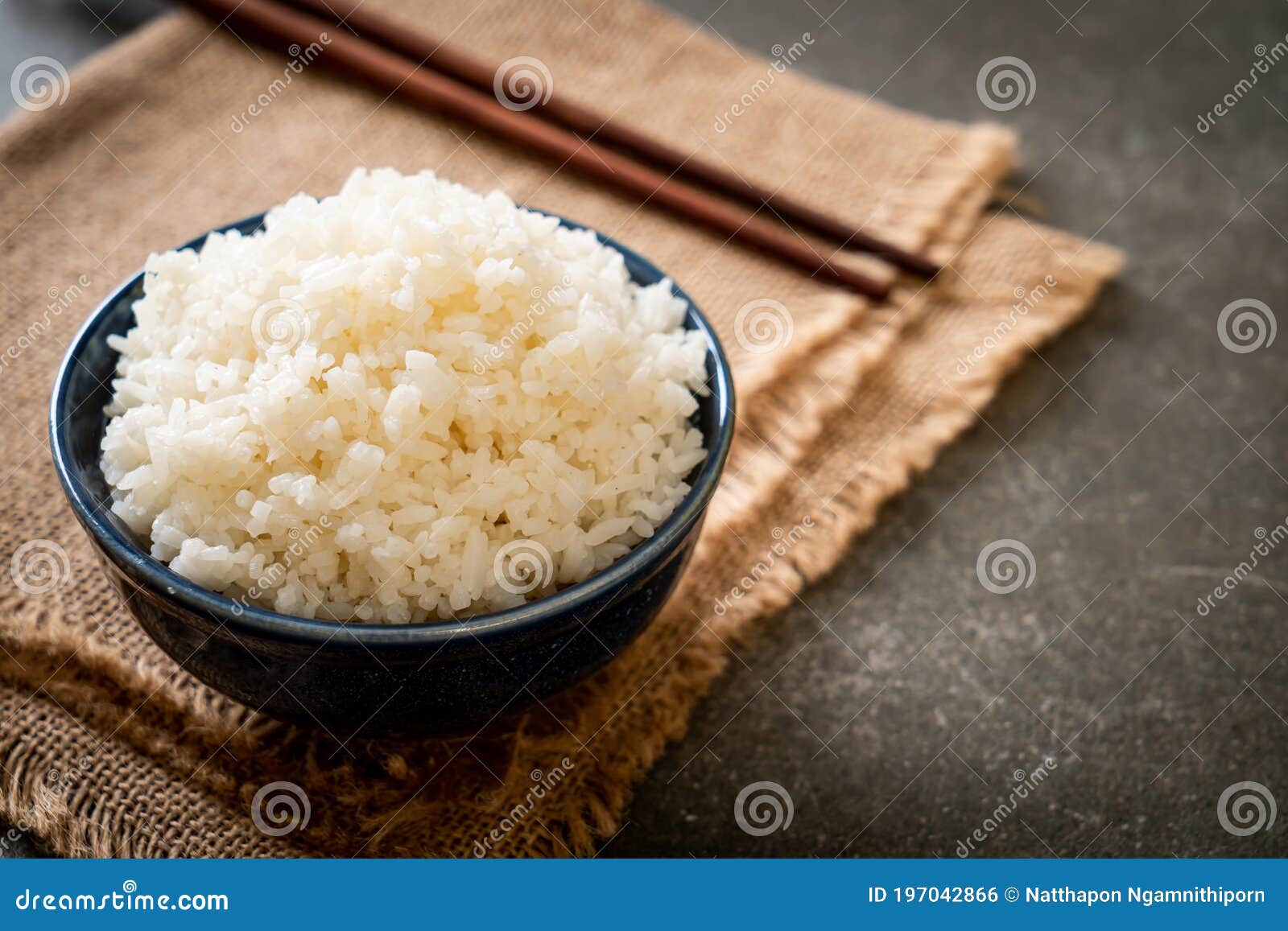 Cooked white rice bowl stock photo. Image of ingredient - 197042866
