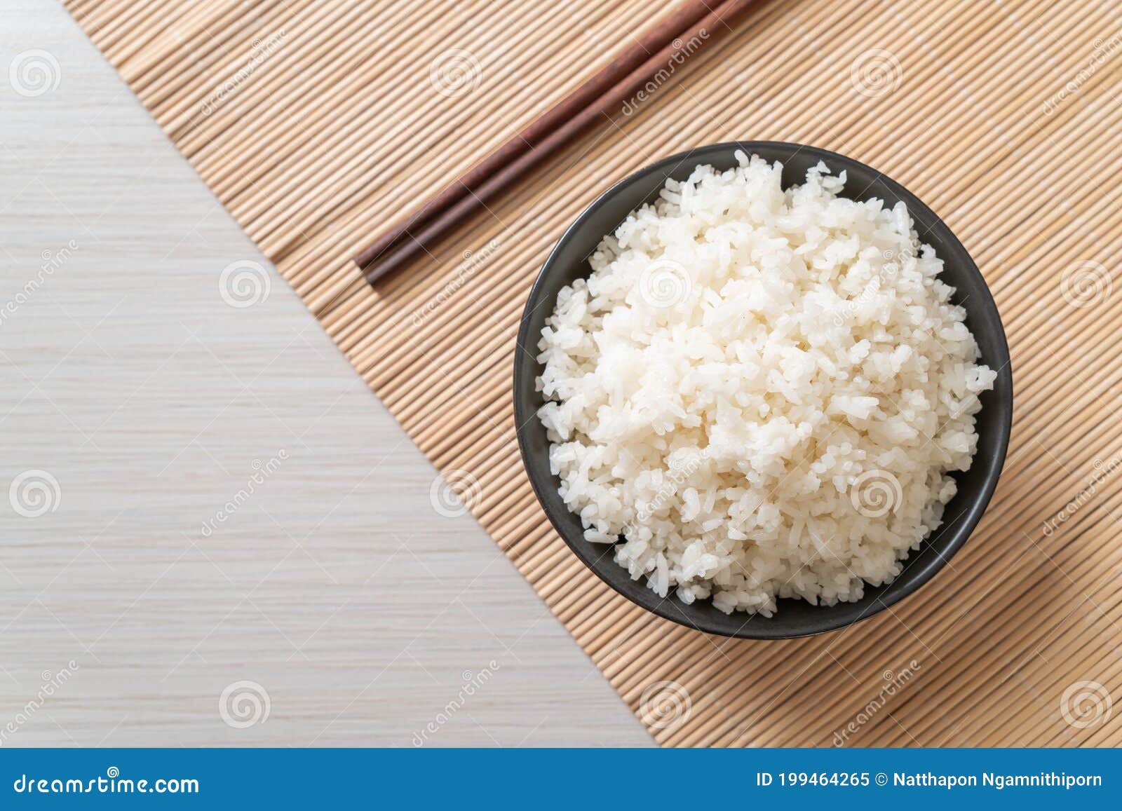 Cooked white rice bowl stock image. Image of dish, japanese - 199464265