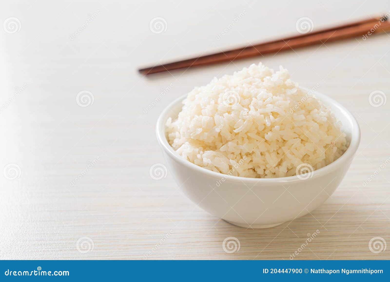 Cooked white rice bowl stock photo. Image of full, plate - 204447900