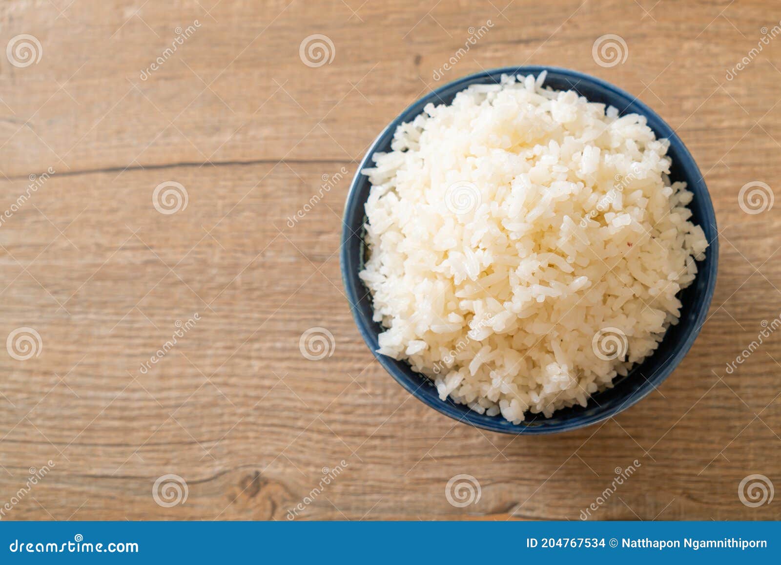 Cooked white rice bowl stock photo. Image of background - 204767534