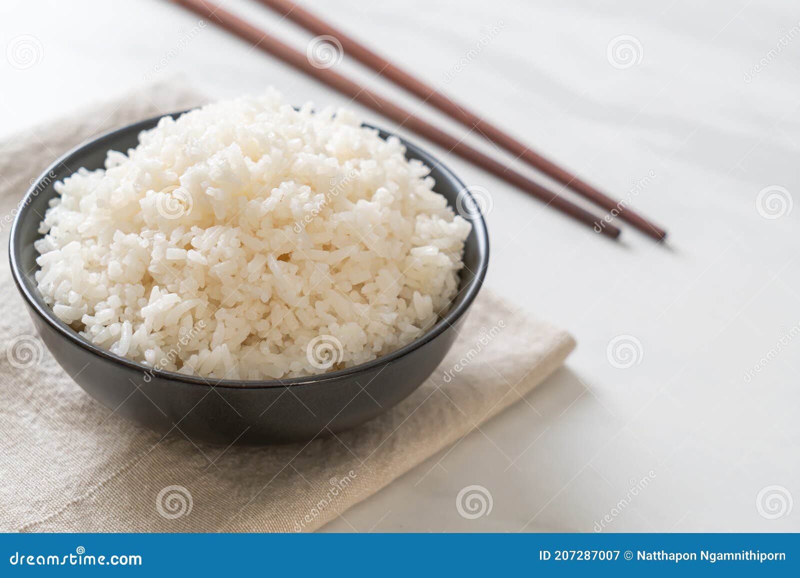 Cooked white rice bowl stock image. Image of restaurant - 207287007