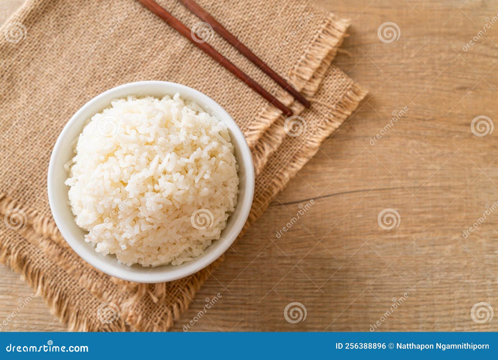 Cooked white rice bowl stock photo. Image of boiled - 256388896