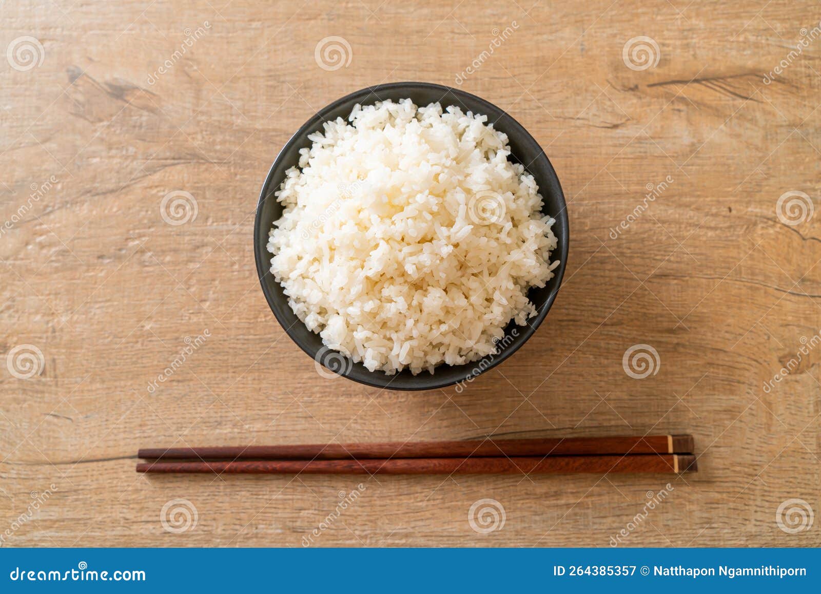 Cooked white rice bowl stock image. Image of dish, bowl - 264385357