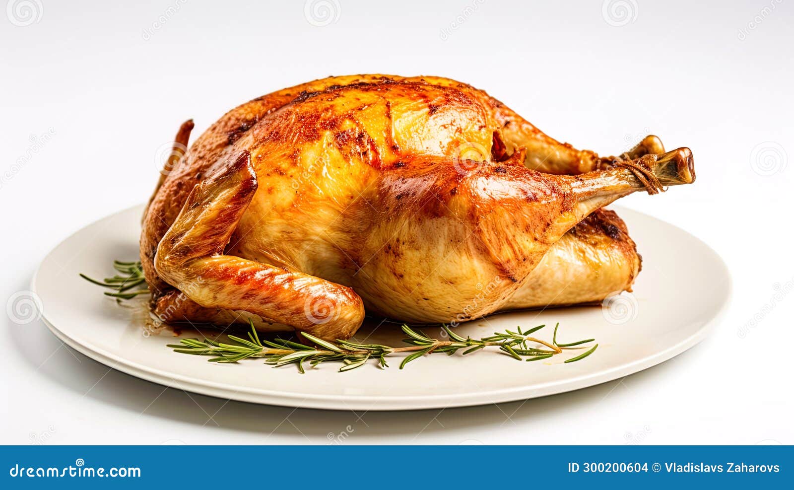 Cooked Whole Chicken in Isolation on a Light Background Stock ...