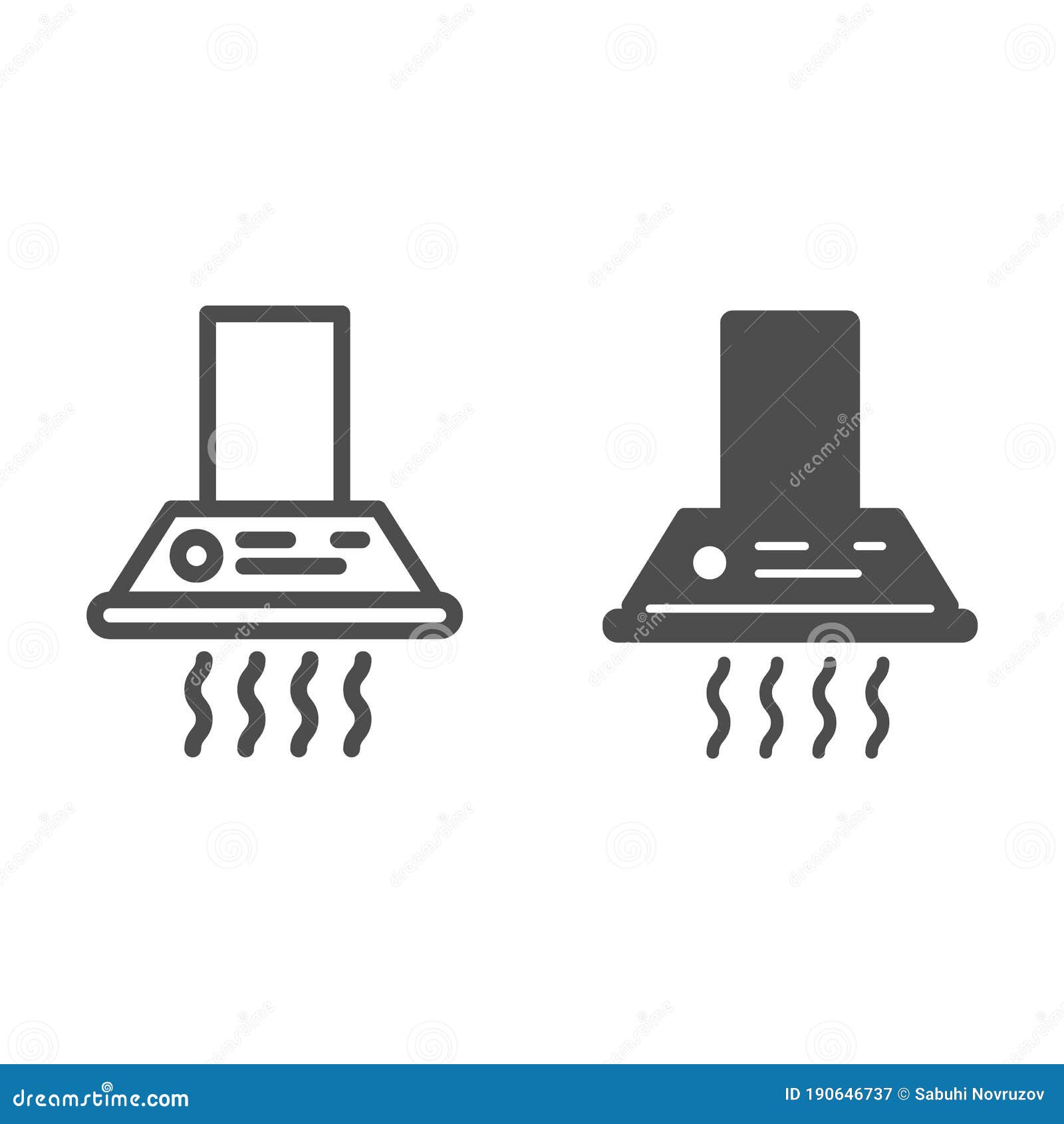 Cooker Hood Line and Solid Icon, Kitchen Appliances Concept, Extractor ...