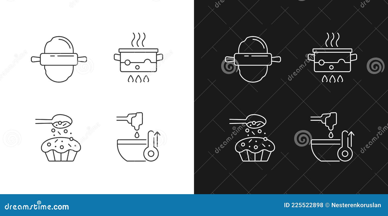 Cookery Icons, Signs, Outline Symbols, Concept Linear Illustration Line ...