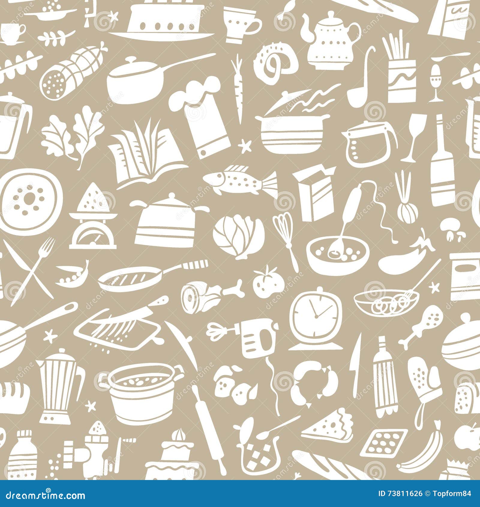 Cookery Seamless Background Stock Vector - Illustration of meat, recipe ...