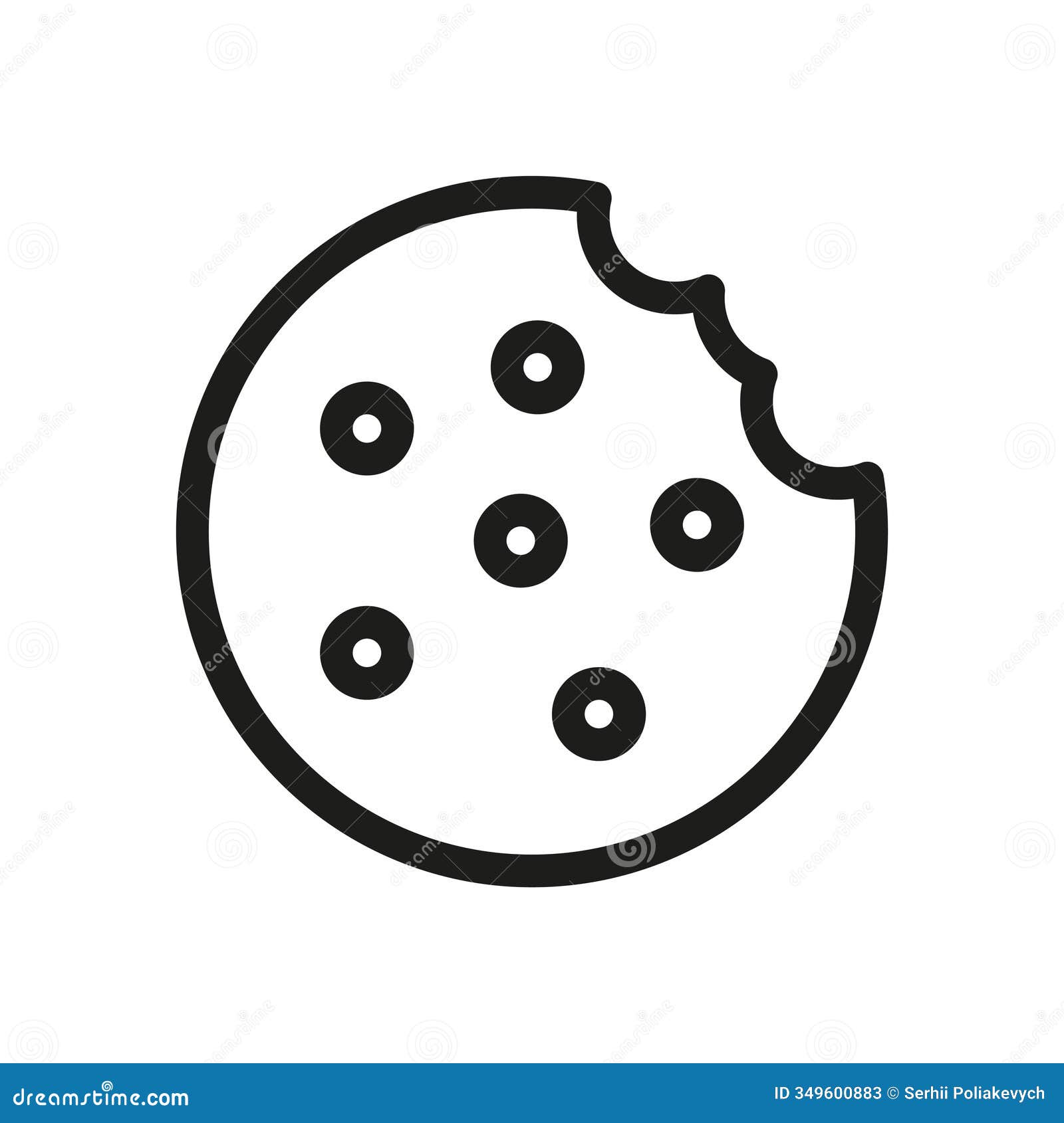 Cookie Bite Design. Black and White Outline. Simple Vector Symbol ...
