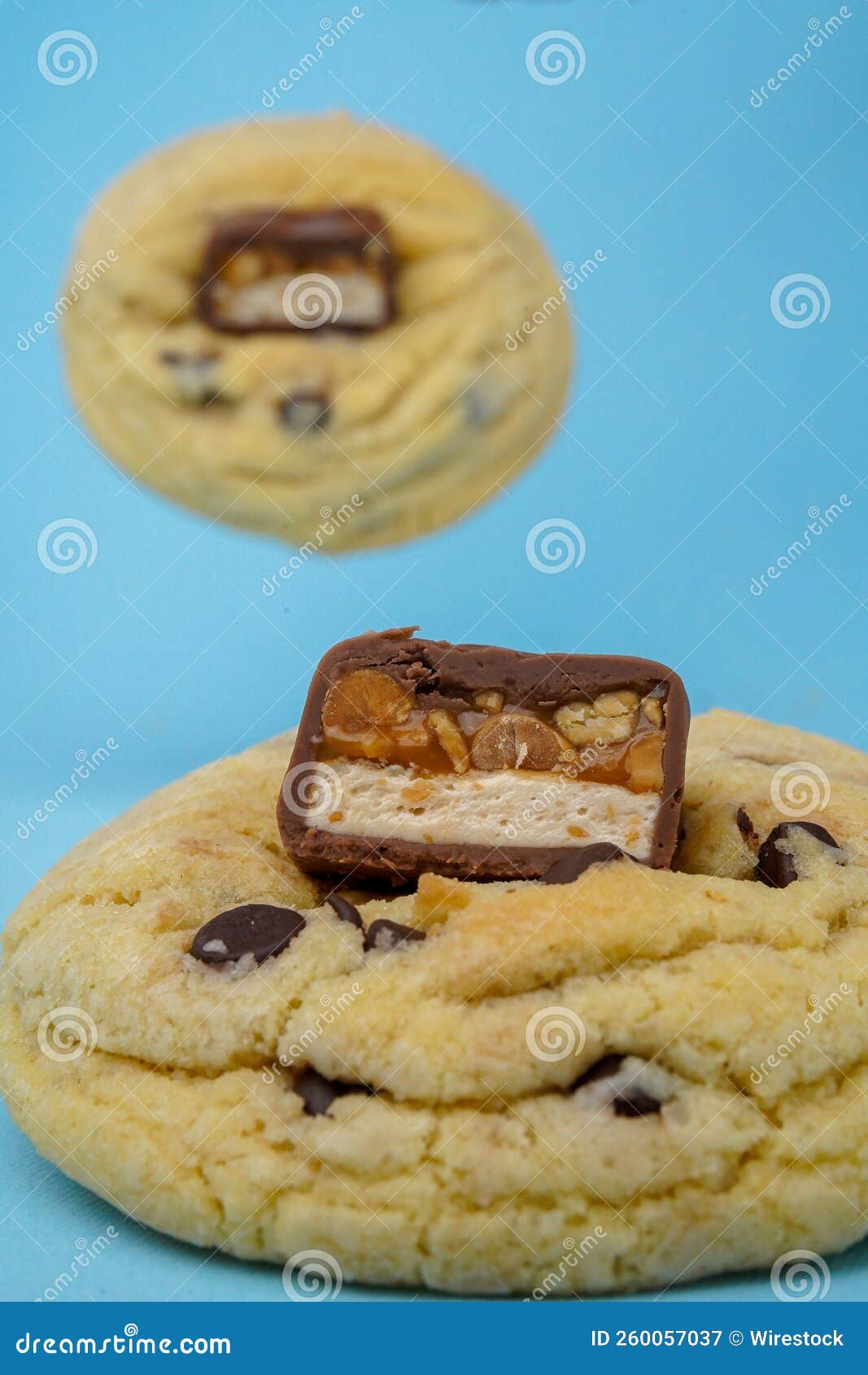 Cookie and a Chocolate Bar, Vertical Stock Image - Image of closeup ...