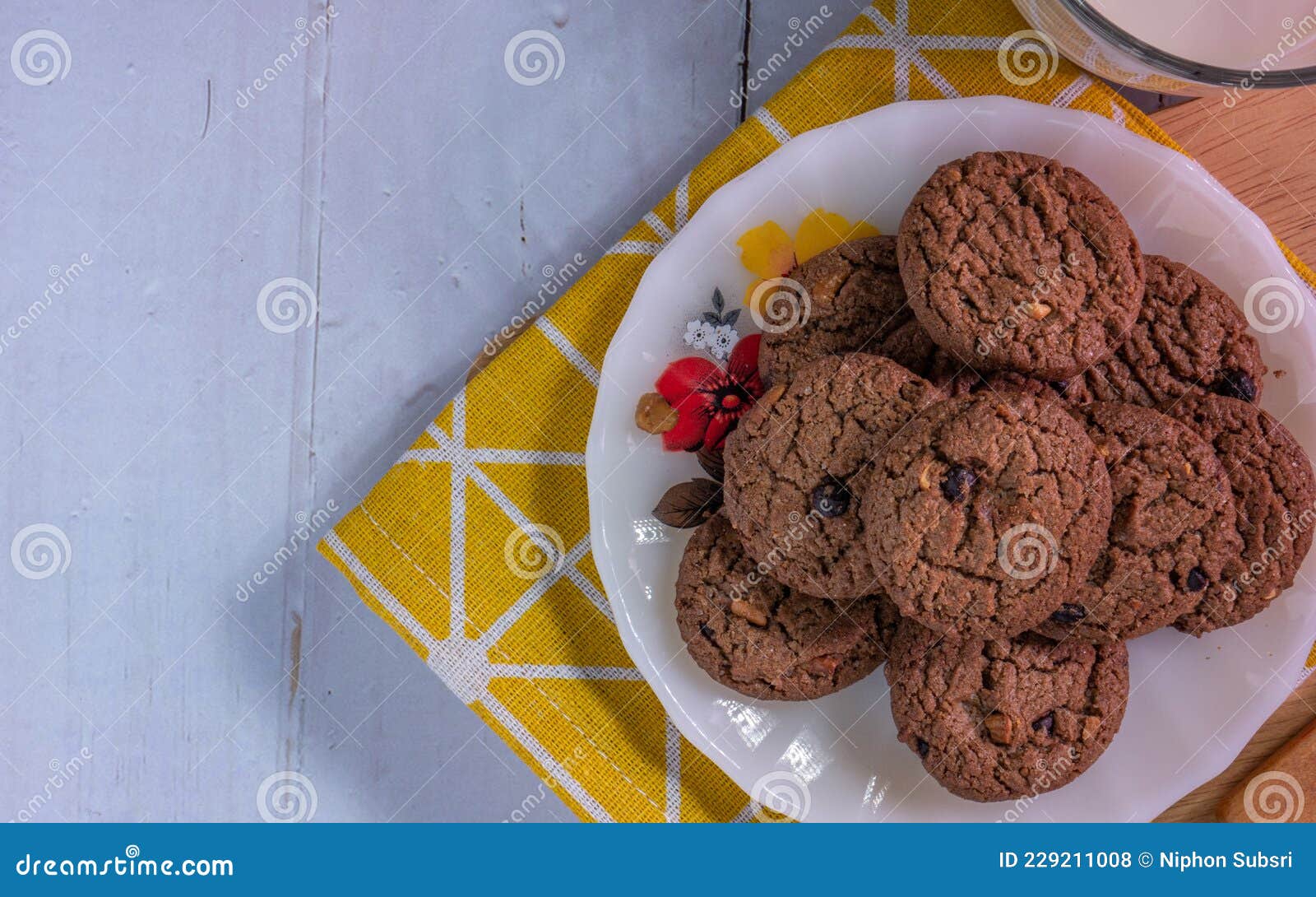 Cookie Chocolate Chip on White Disc for Food Concept Stock Photo ...