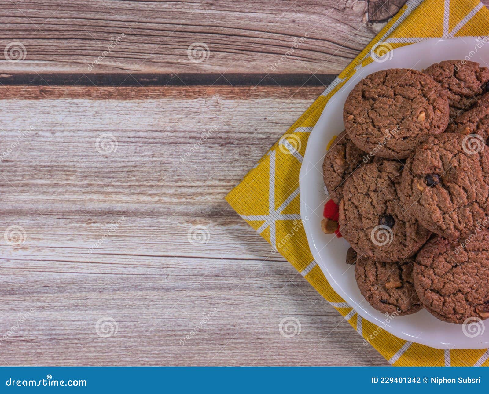 Cookie Chocolate Chip on White Disc for Food Concept Stock Photo ...