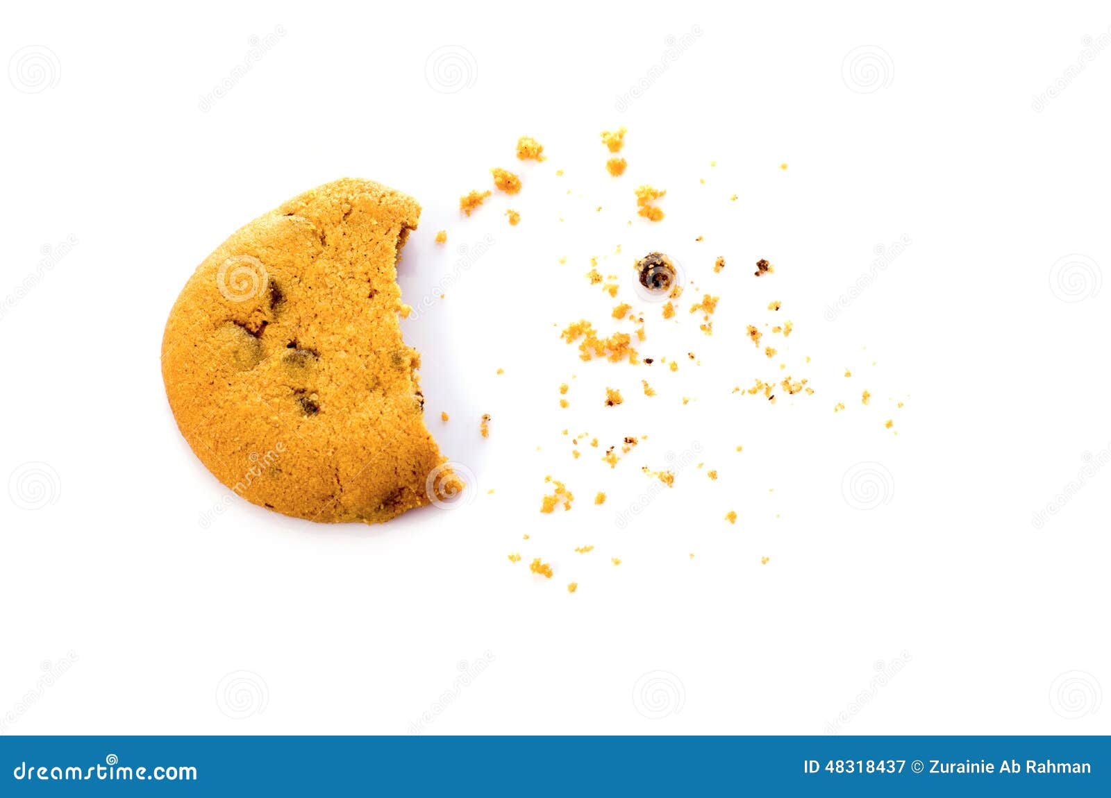 Cookie with Crumbs Overhead View Isolated on White Stock Image - Image ...