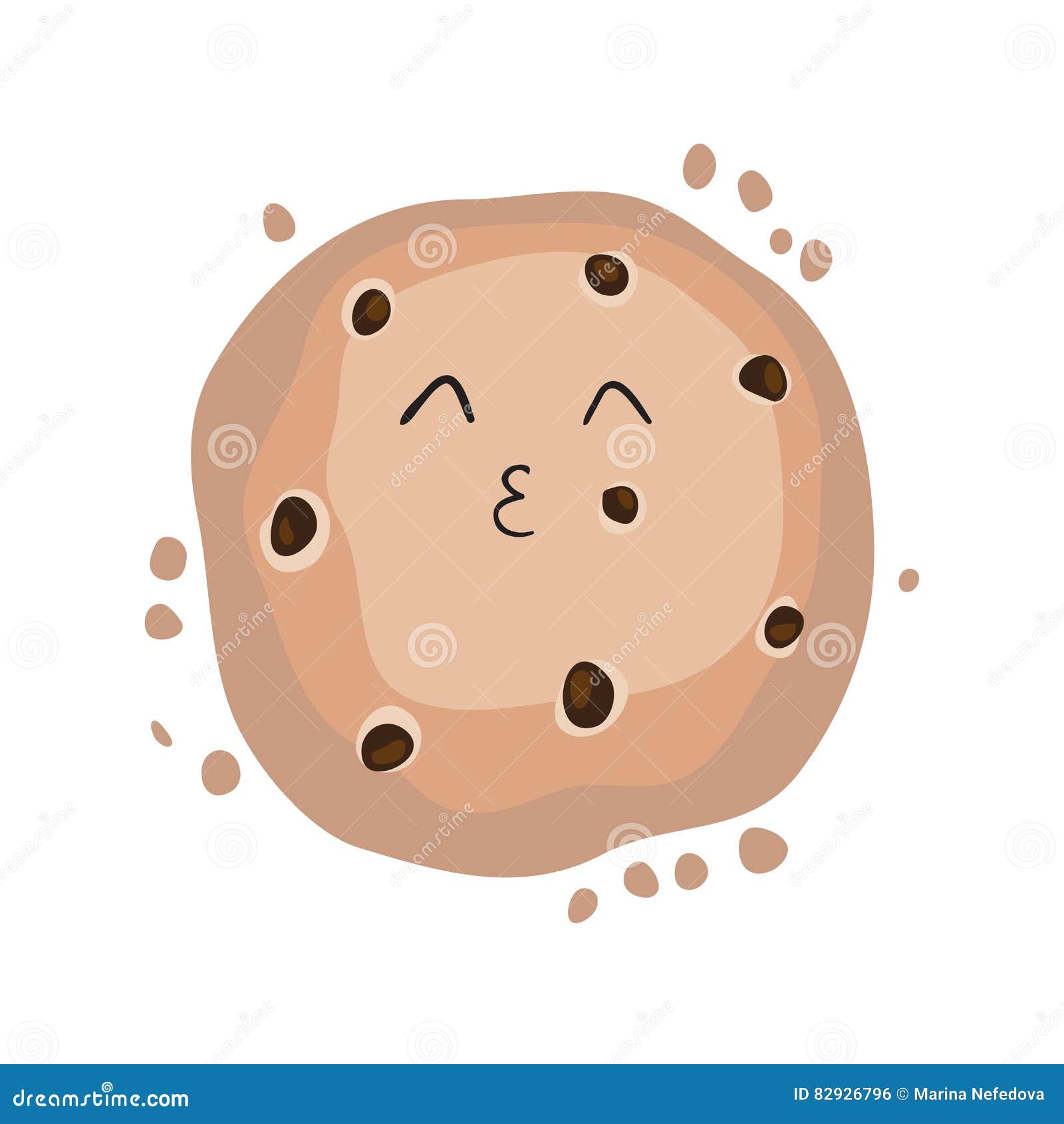 Cookie with a cute face stock illustration. Illustration of decoration ...