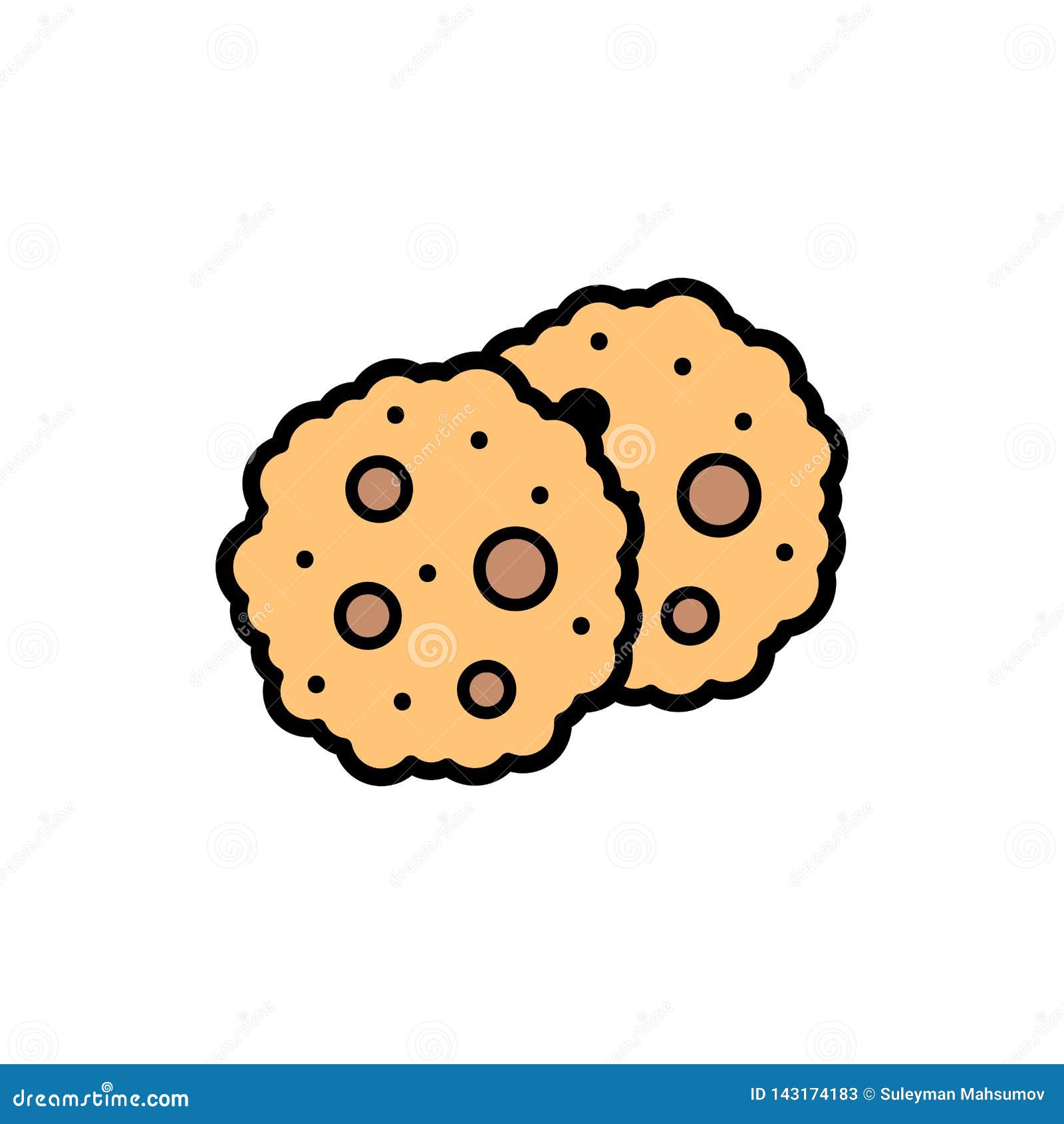 Cookie Flat Vector Icon Sign Symbol Stock Vector - Illustration of bite ...