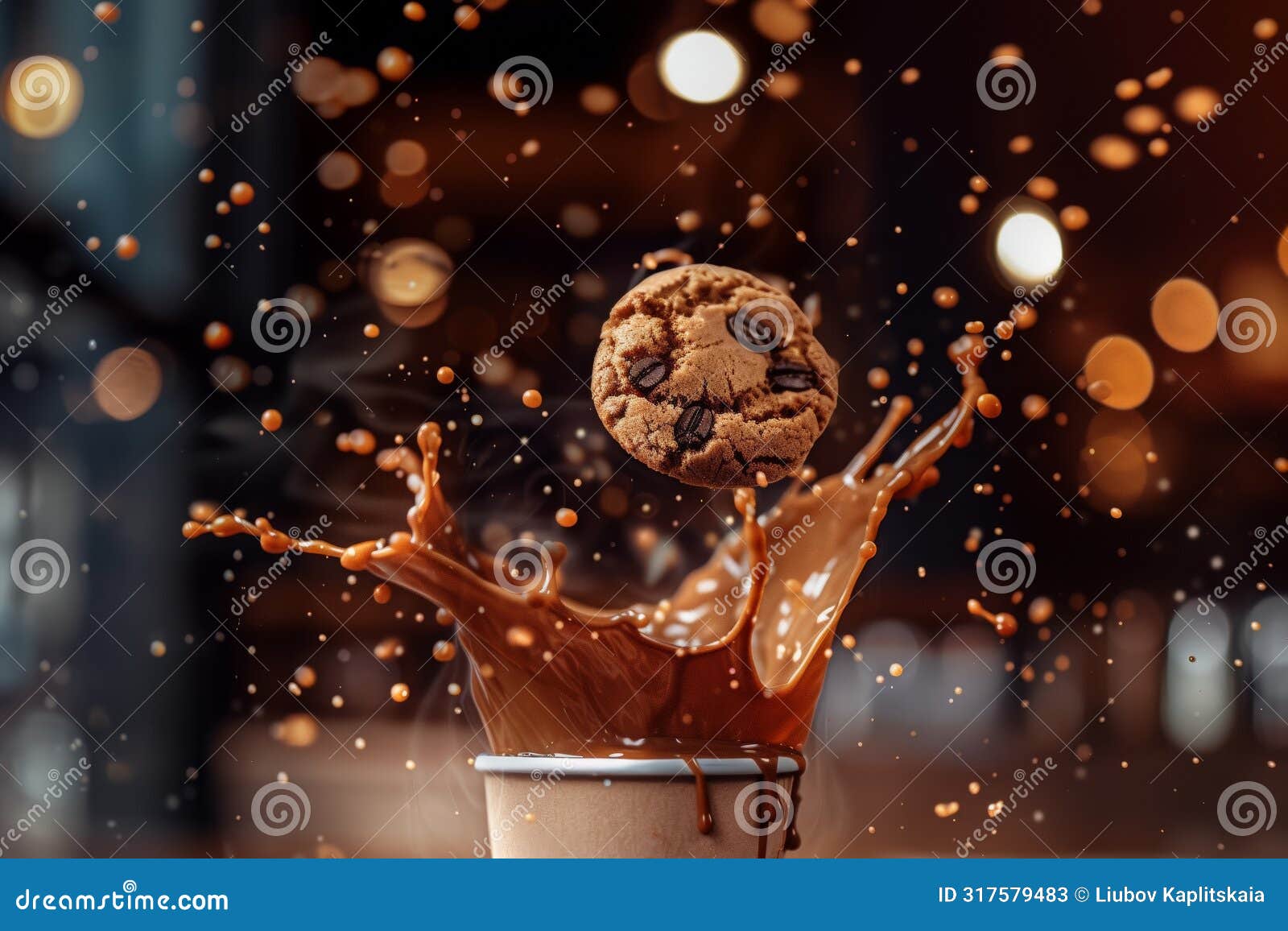 A Cookie is Floating in a Cup of Coffee Stock Image - Image of cookies ...