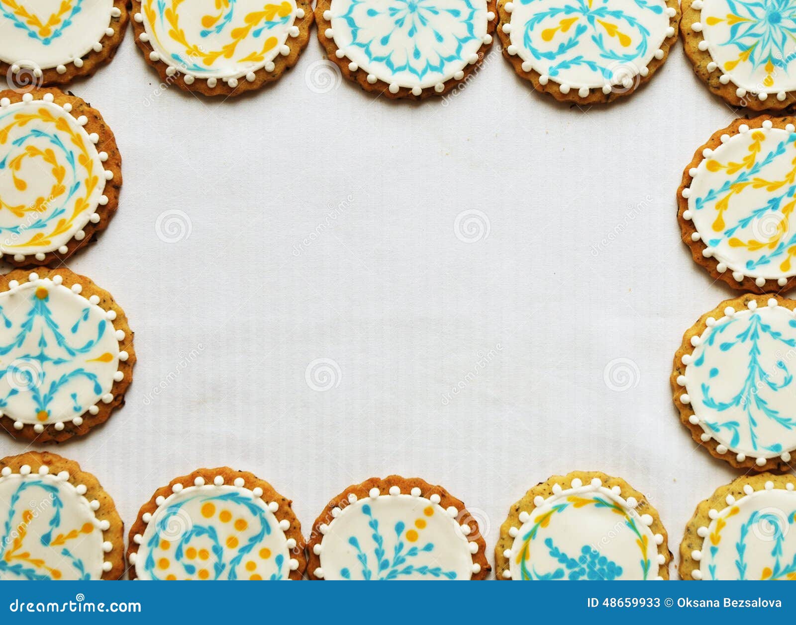 Cookie frame stock image. Image of yellow, cookies, wooden - 48659933