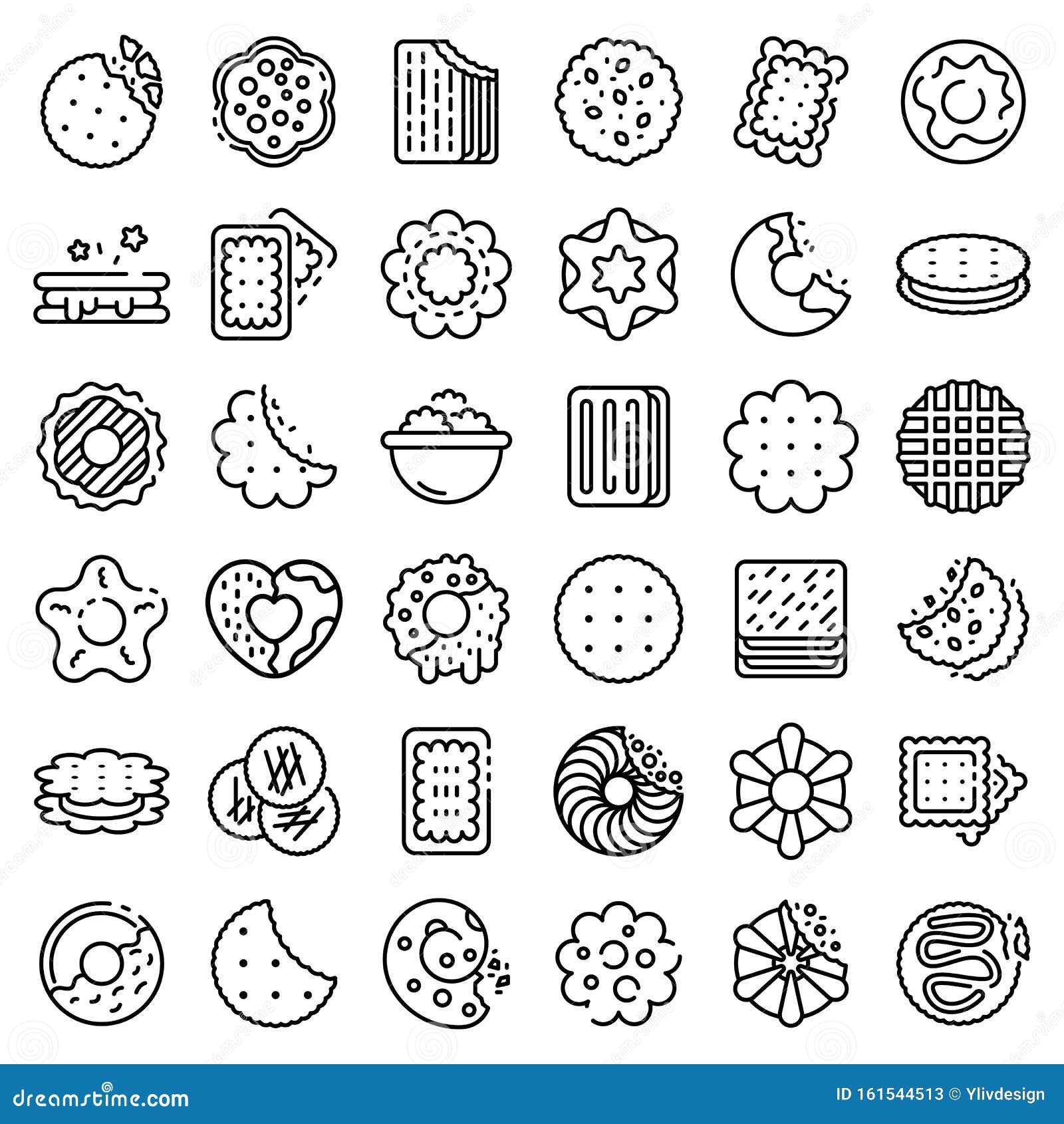 Cookie Icons Set, Outline Style Stock Vector - Illustration of graphic ...