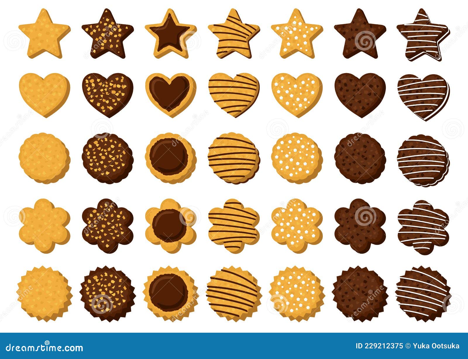 Cookie illustrations set stock vector. Illustration of food - 229212375