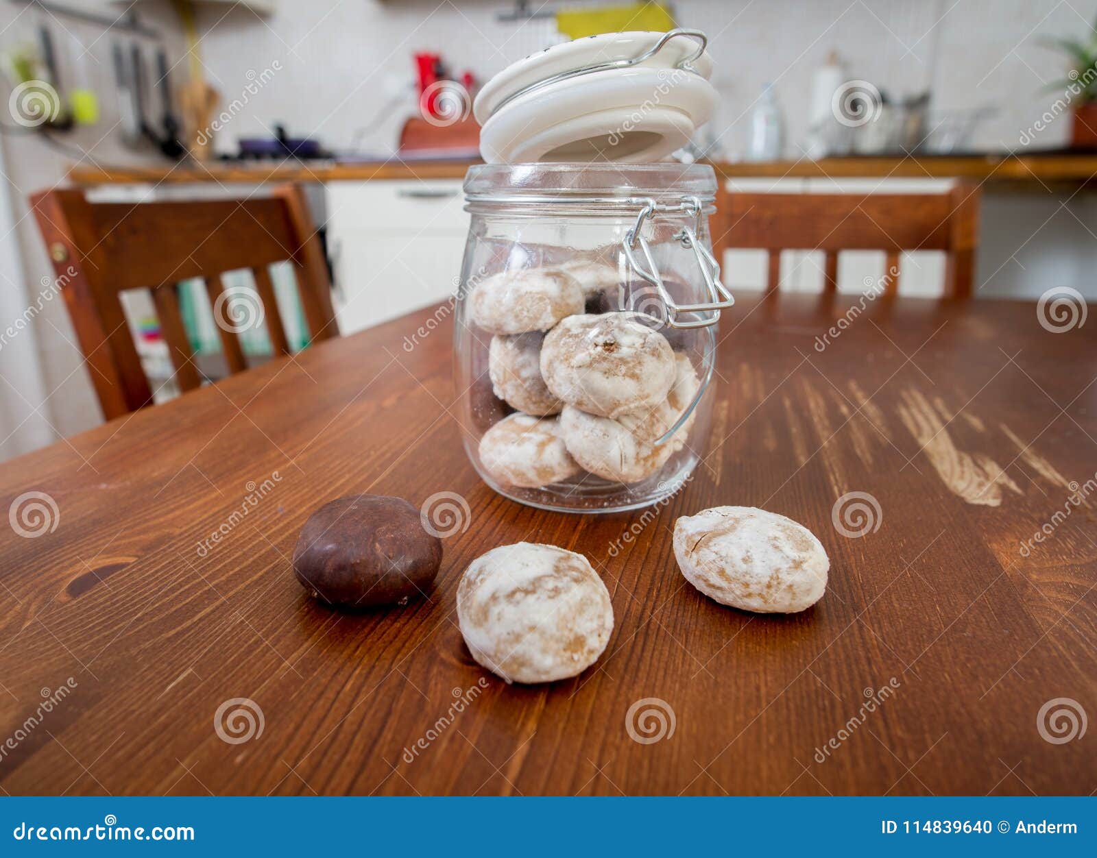 Cookie jar in the kitchen stock photo. Image of cooking - 114839640
