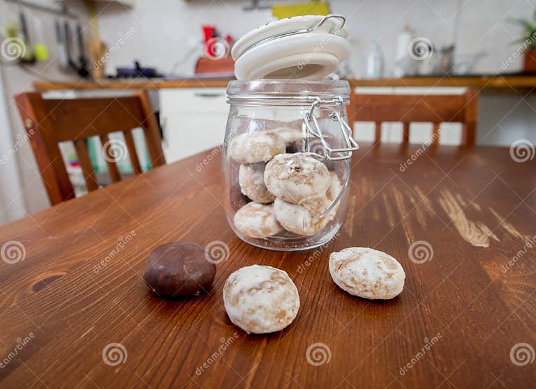 Cookie jar in the kitchen stock photo. Image of cooking - 114839640