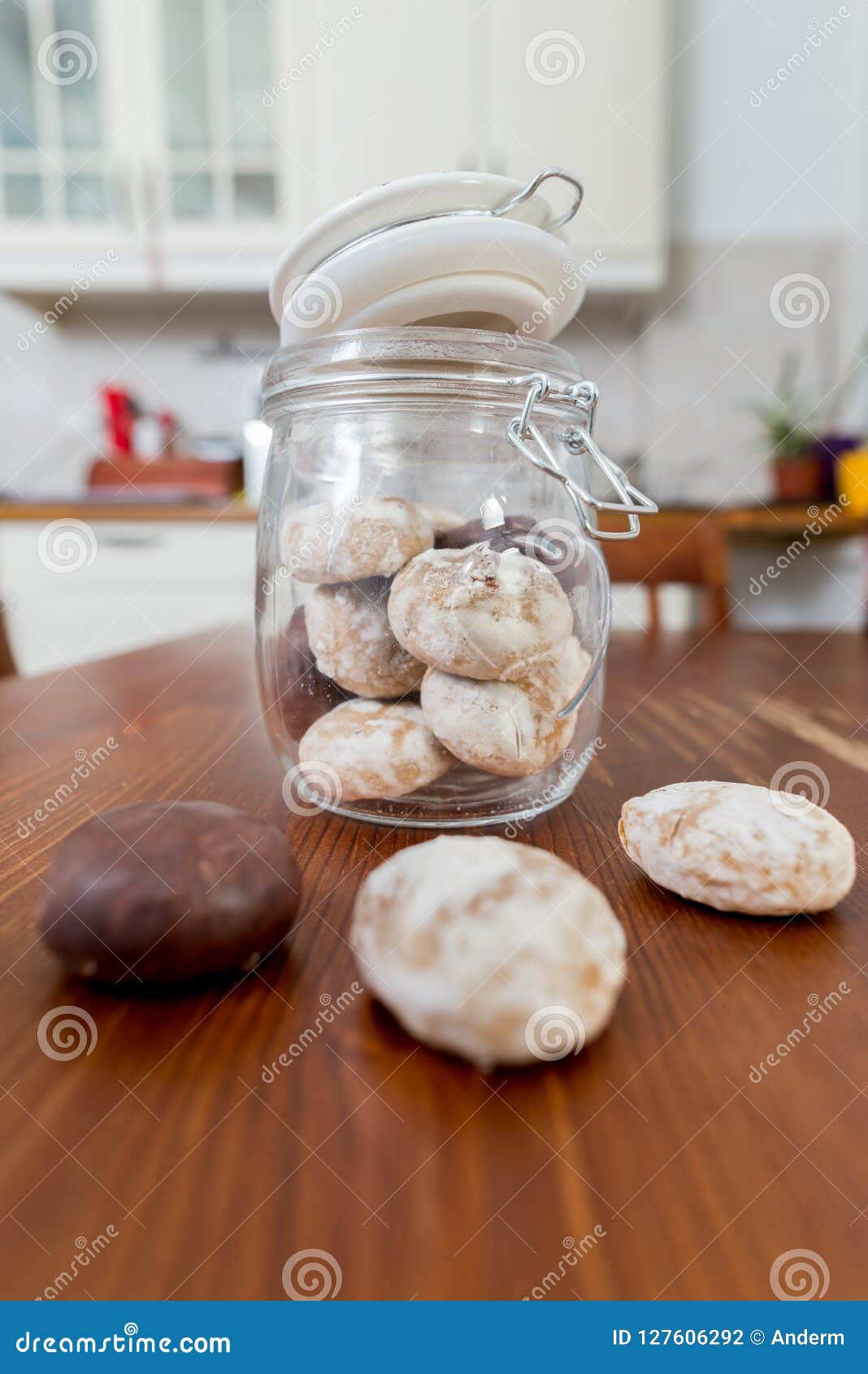 Cookie jar in the kitchen stock photo. Image of pastry - 127606292