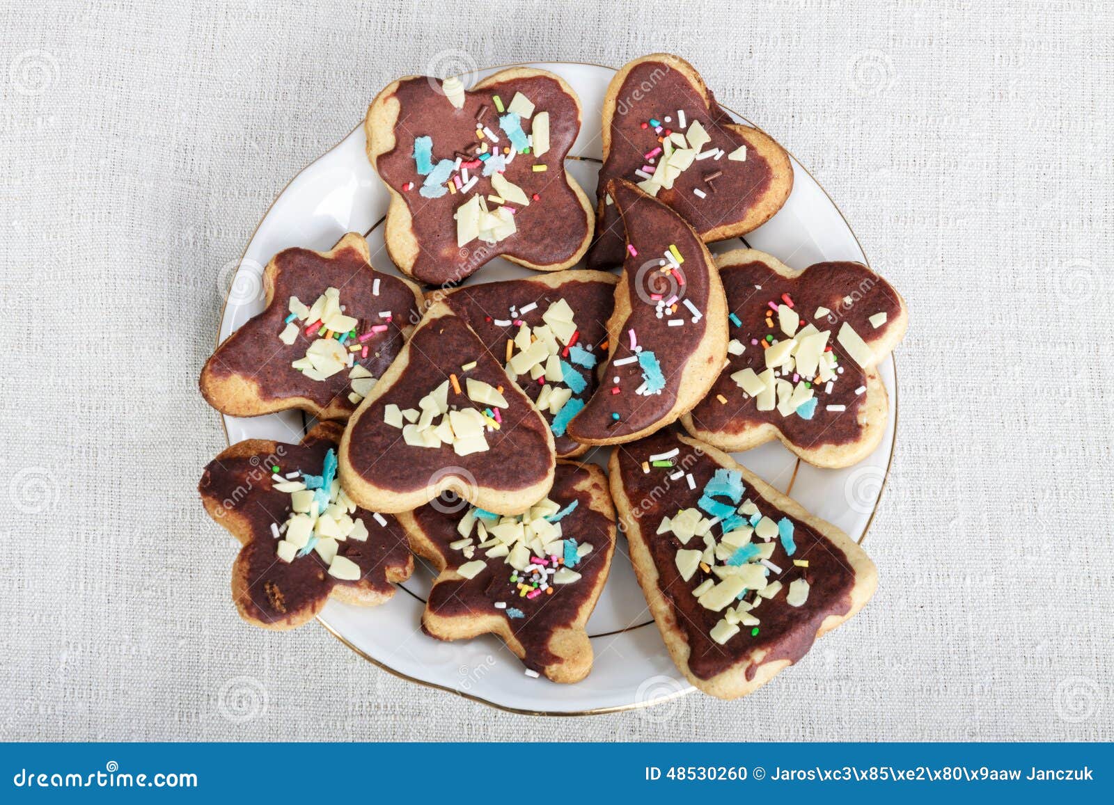 Cookie on plate stock photo. Image of sweets, beverage - 48530260