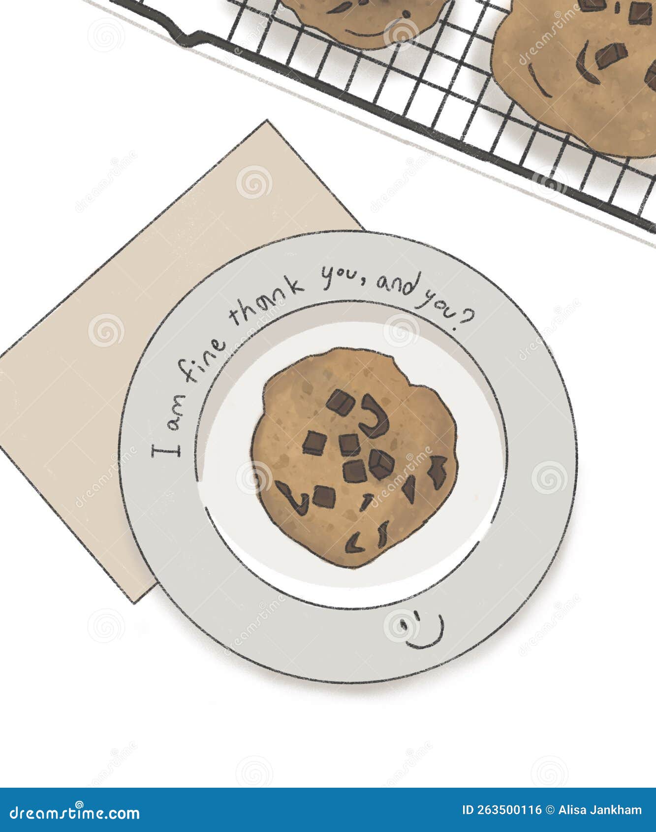 Cookie on Plate Chocolate Cookie Stock Illustration - Illustration of ...