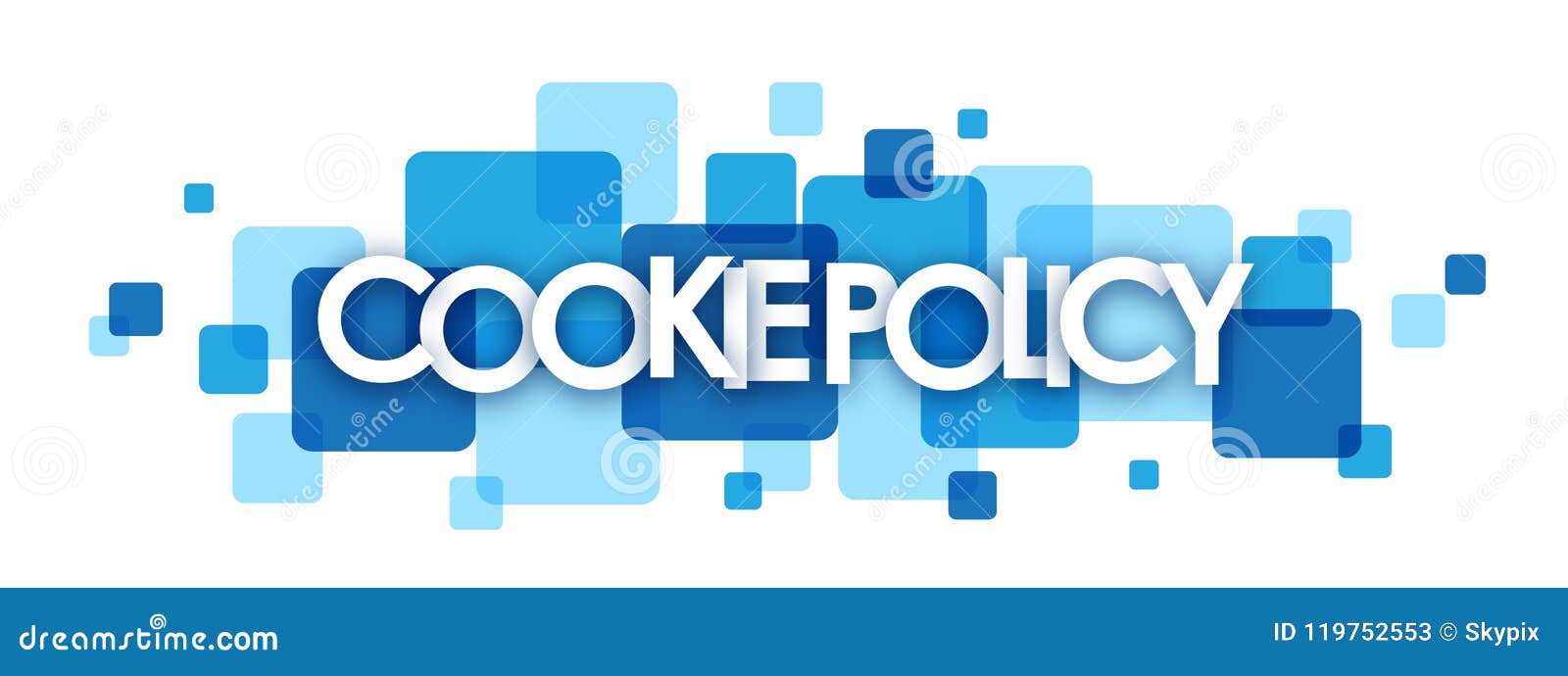 COOKIE POLICY Blue Overlapping Squares Banner Stock Illustration ...