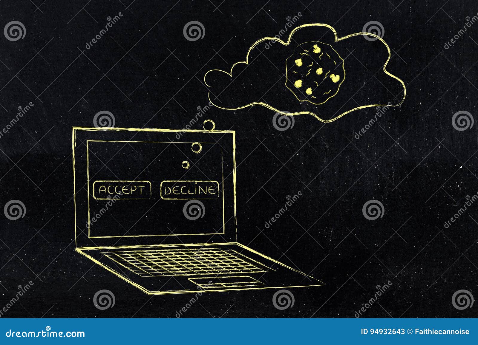 Cookie Policy Laptop with Accept or Decline Options Stock Illustration ...