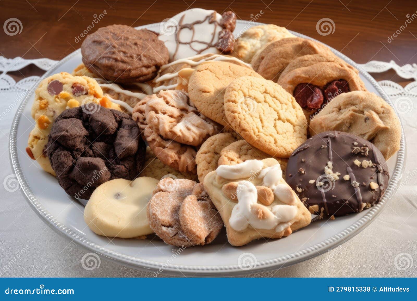 Cookie Sampler Plate, Featuring Assorted Flavors and Shapes of Cookies ...